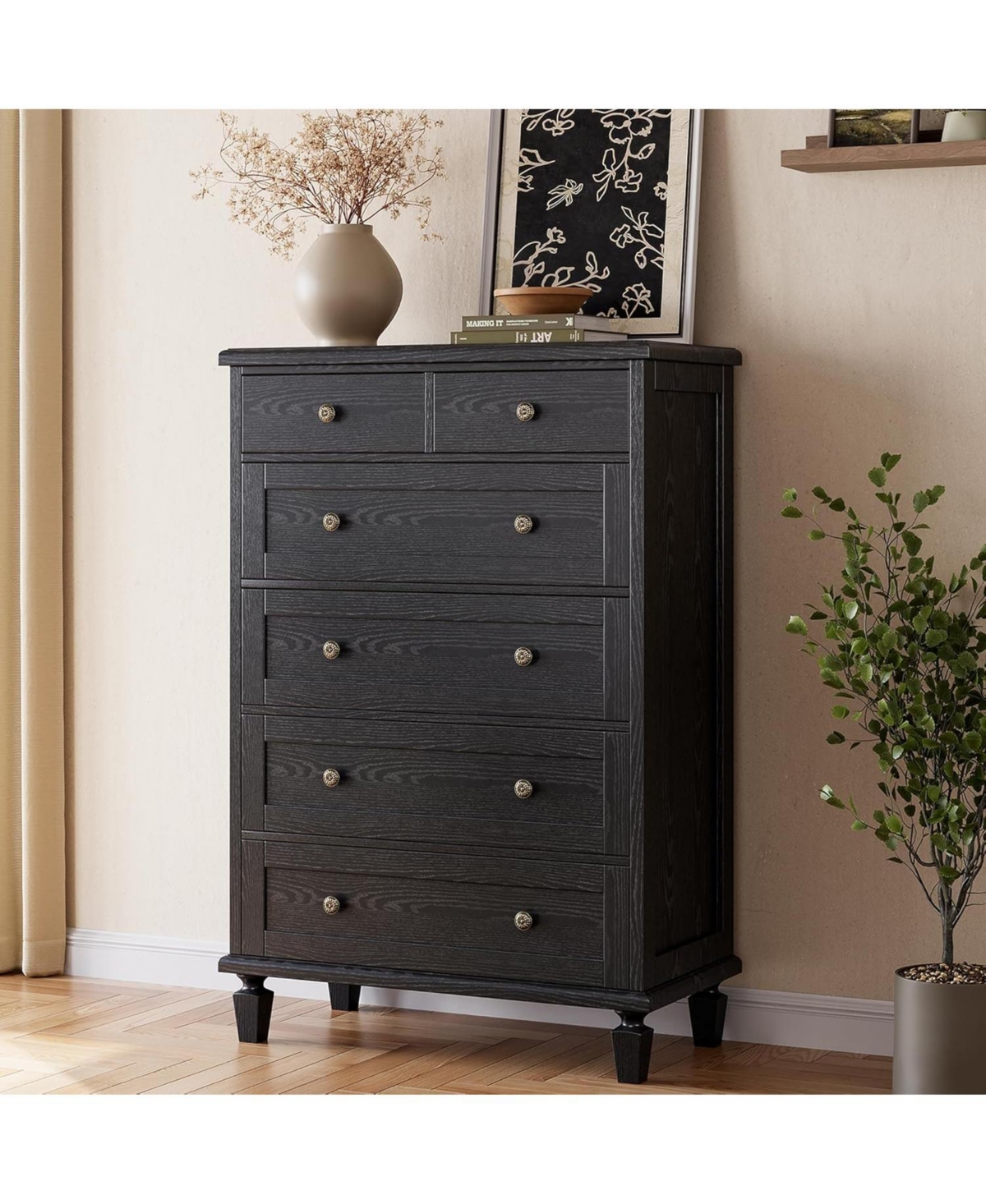 Click here for Gaomon Vintage Drawer Wooden Dresser with Tapered-... prices