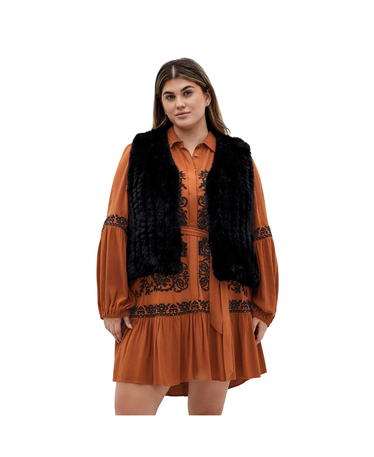 Click here for City Chic Womens Plus size Eve Faux Fur Vest - Bla... prices