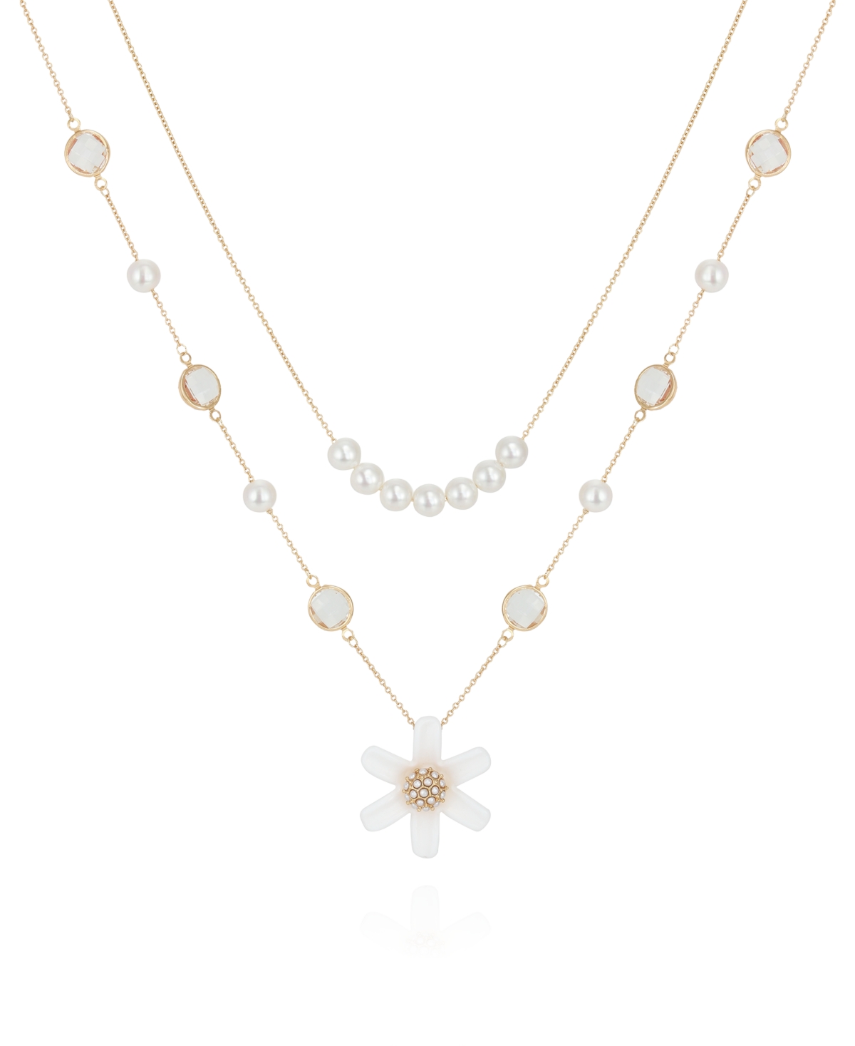 Click here for Guess Imitation Pearl and Flower Layered Necklace... prices