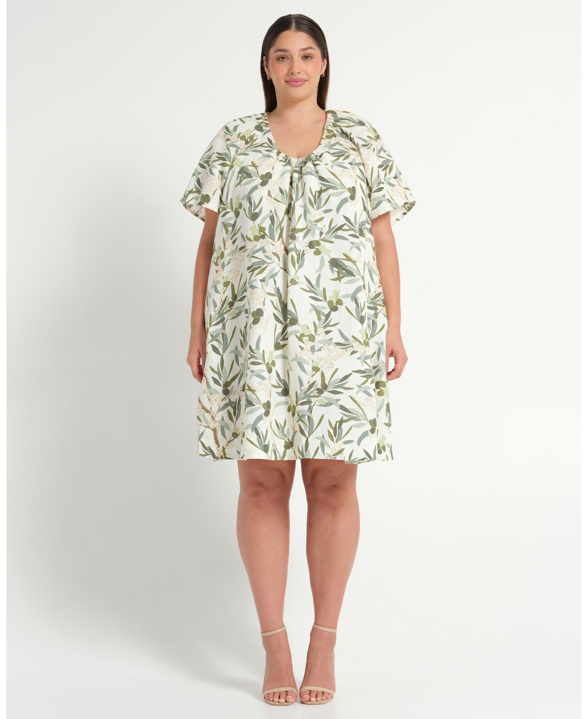 Click here for Estelle Womens Plus Size Oliviana Linen Mini Dress... prices