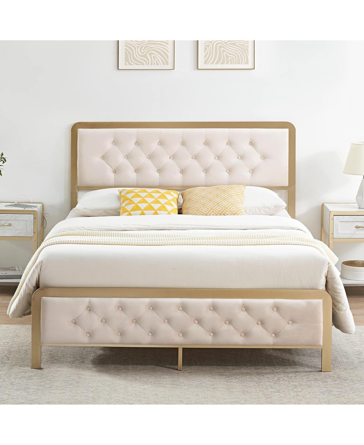 Click here for gaomon Size Bed Frame  Upholstered Bed Frame with... prices