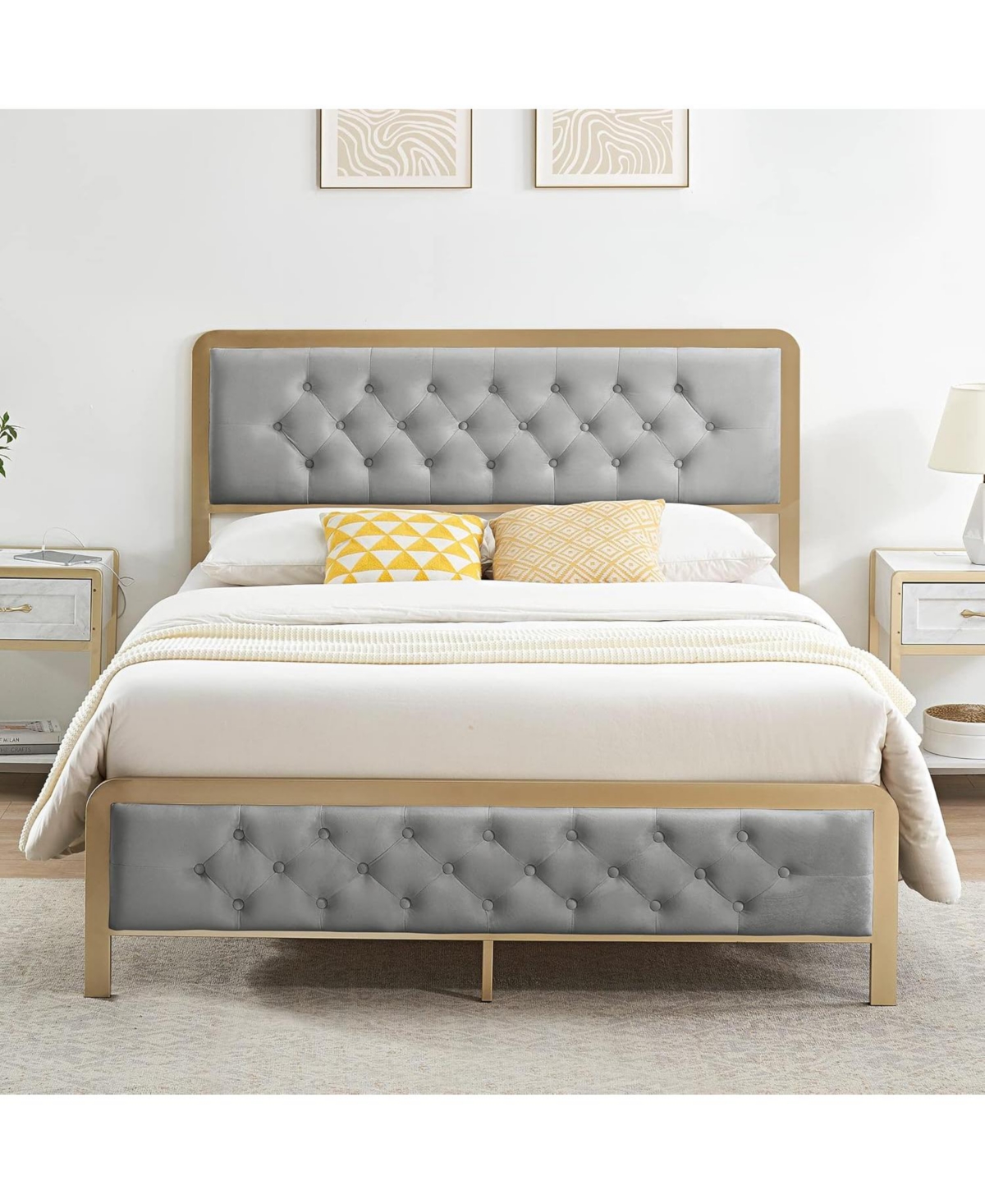 Click here for gaomon Size Bed Frame  Upholstered Bed Frame with... prices