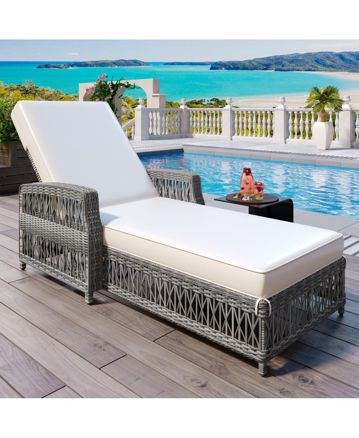 Click here for Streamdale Outdoor Long Reclining Chaise Lounge wi... prices
