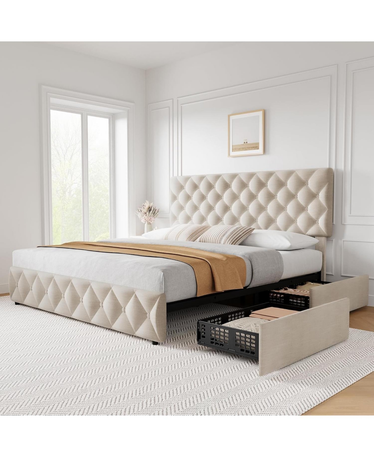 Click here for Gaomon Bed Frame with 4 Storage Drawers and Adjust... prices