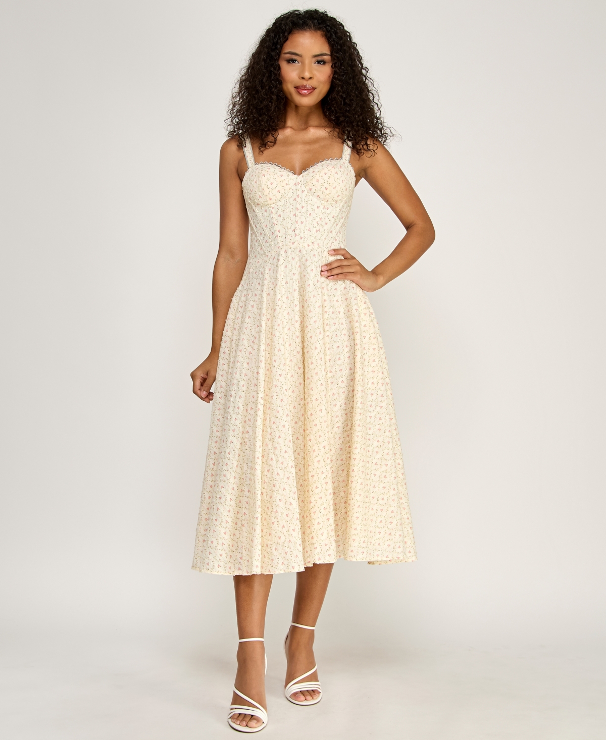 Click here for Alex & Sophia Womens Sweetheart Neck Clip Dot Midi... prices