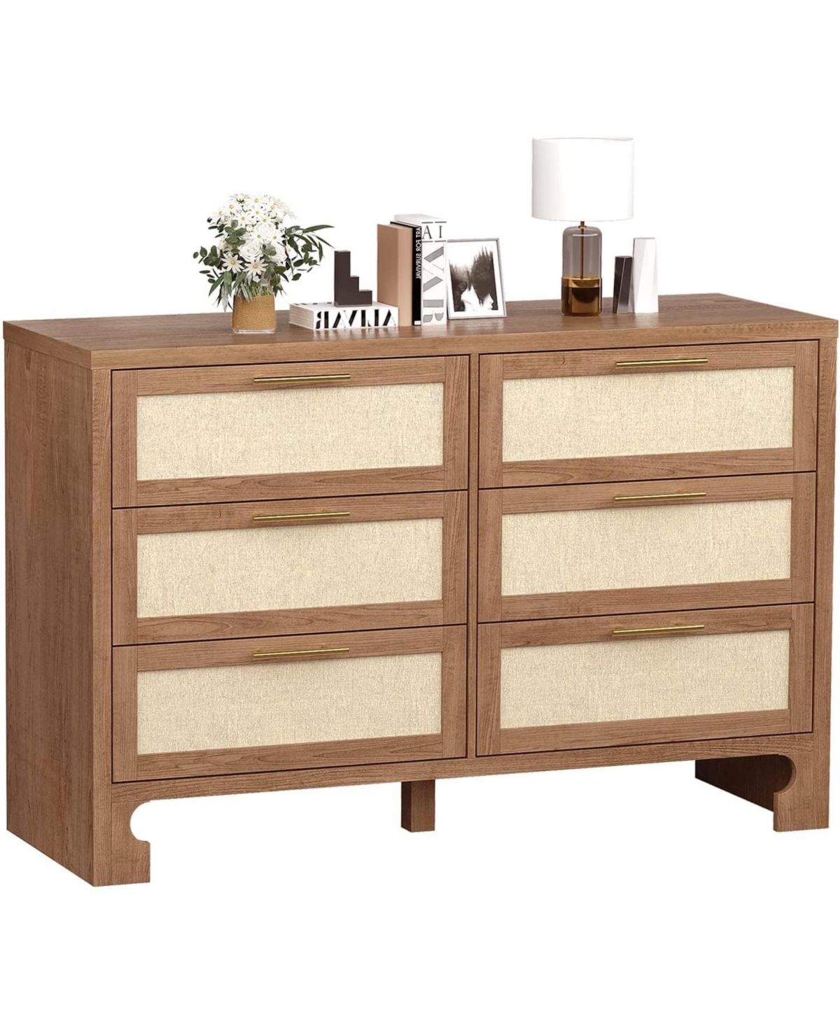 Click here for gaomon 47.2" Wood Burlap Style 6 Drawer Chest... prices