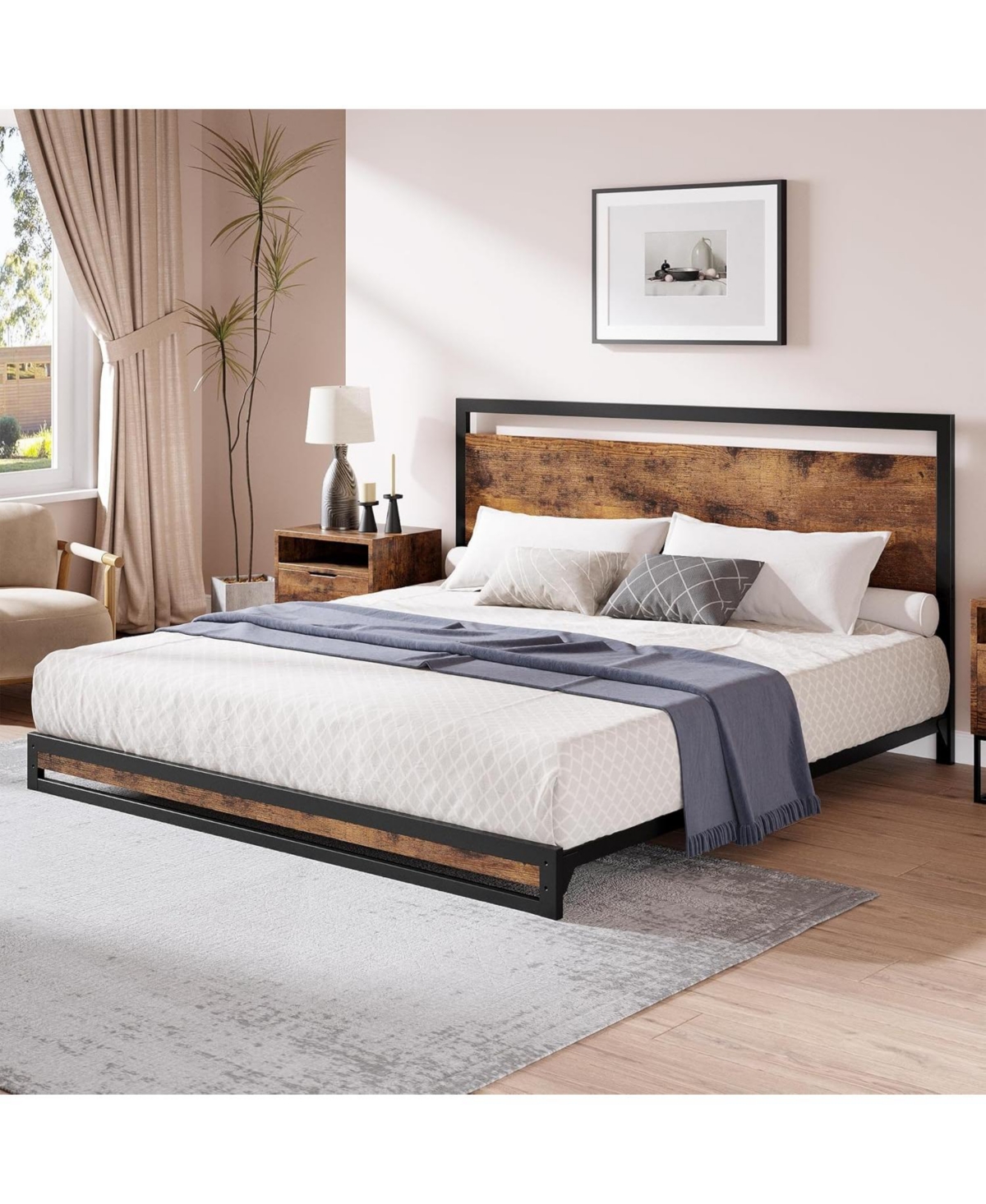 Click here for gaomon Bed Frame with Wood Headboard and Footboard... prices