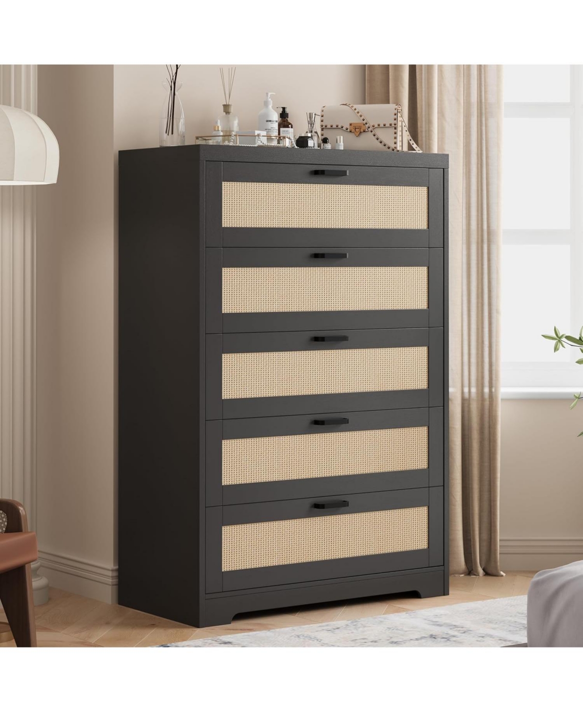 Click here for gaomon Tall 5 Drawer Rattan Dresser with Power Out... prices