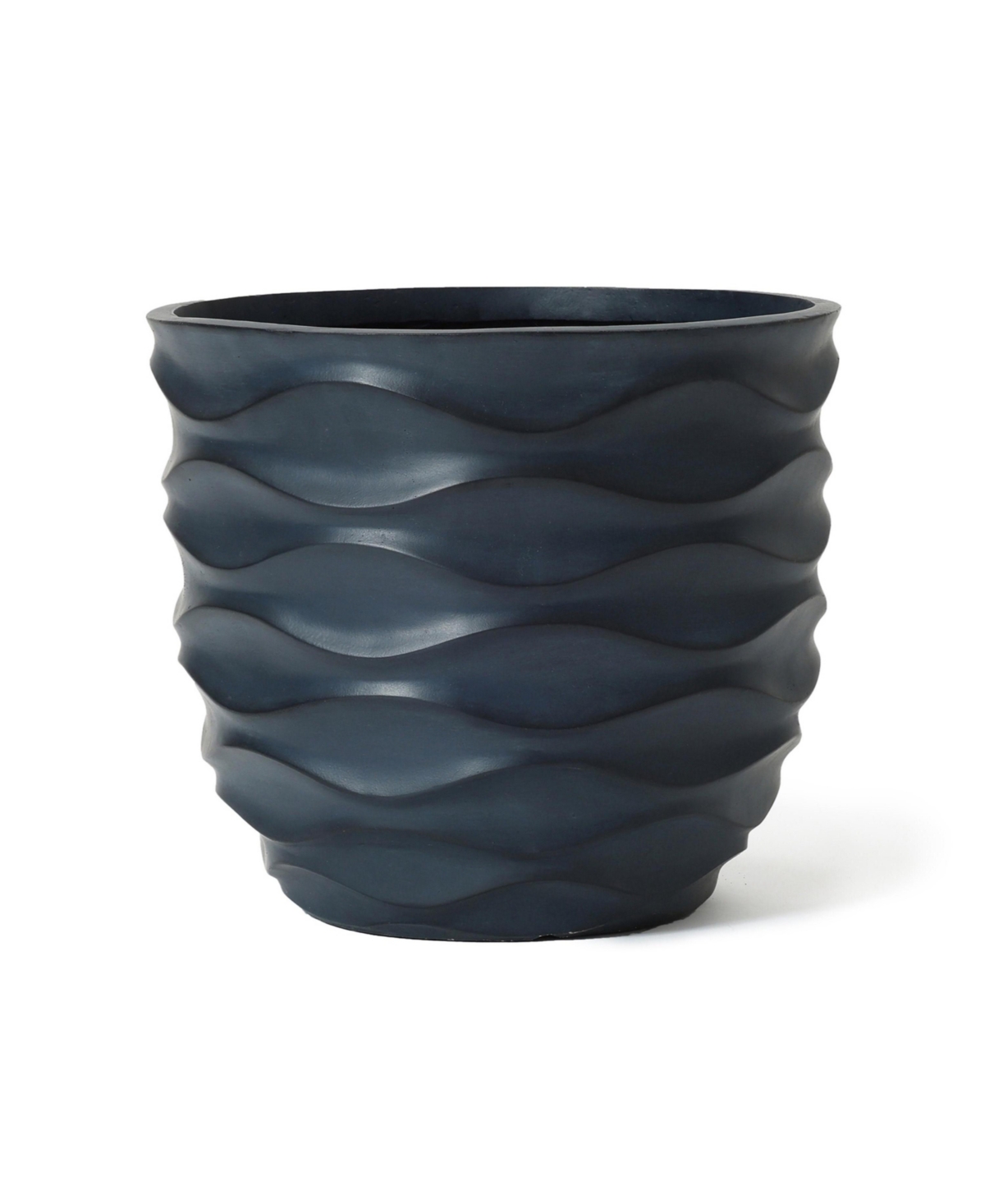 Click here for LuxenHome 17.4-Inch Round Waves MgO Planter - Blac... prices