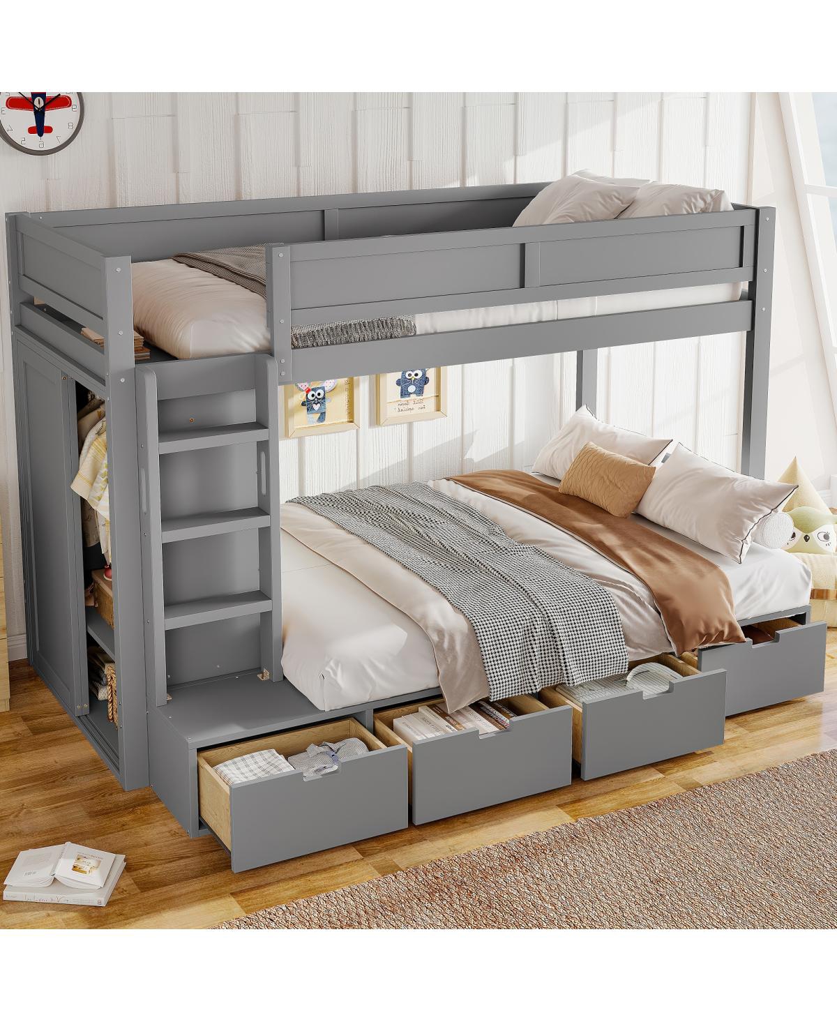 Click here for Streamdale Furniture Twin over Twin Bunk Bed w/ 4... prices
