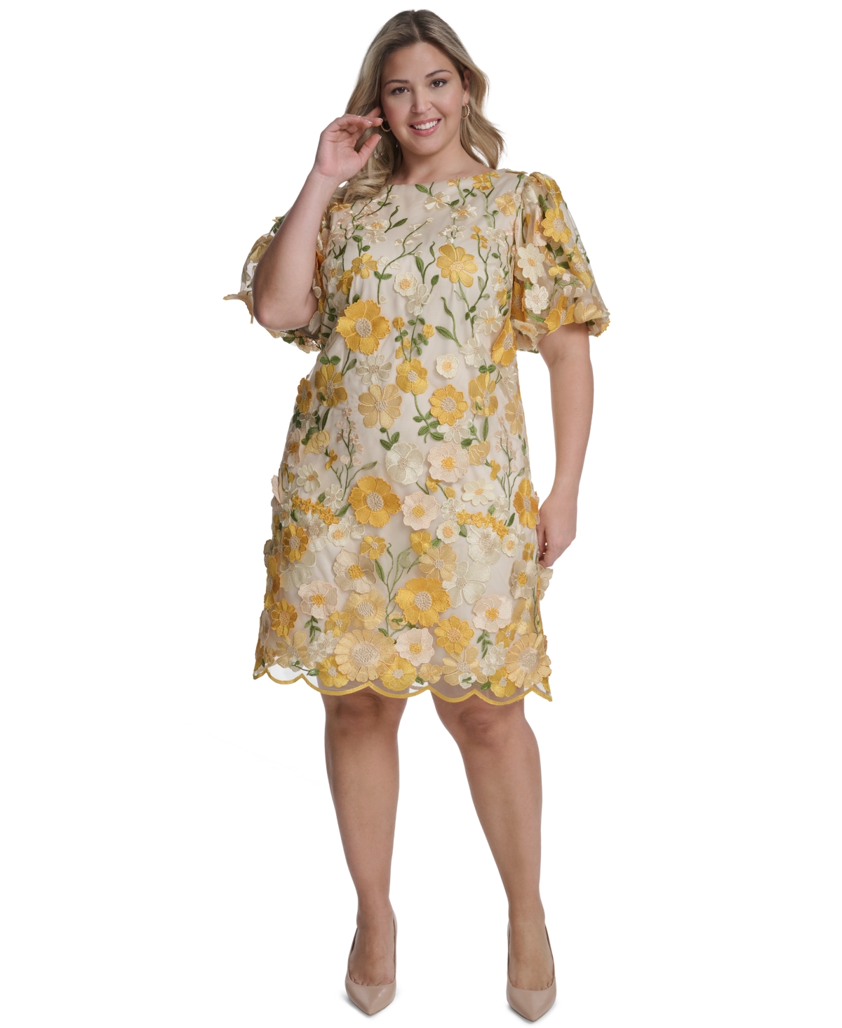 Click here for Eliza J Plus Size Boat Neck Short-Sleeve Cocktail... prices