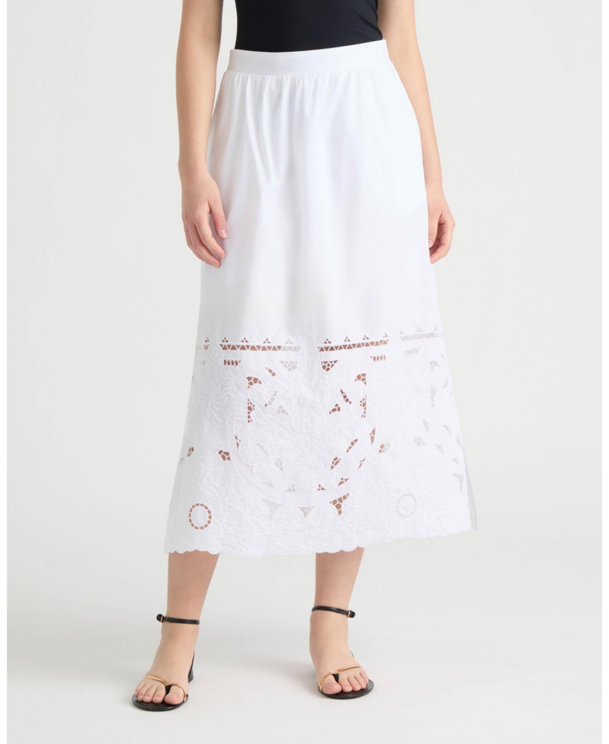 Click here for Nvlt Womens Embroidered Poplin Scallop Skirt - Whi... prices