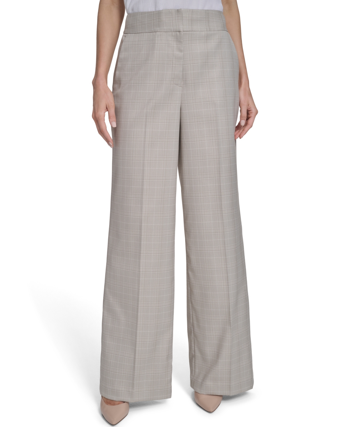 Click here for Calvin Klein Petite Wide Leg Fashion Pants - Latte... prices