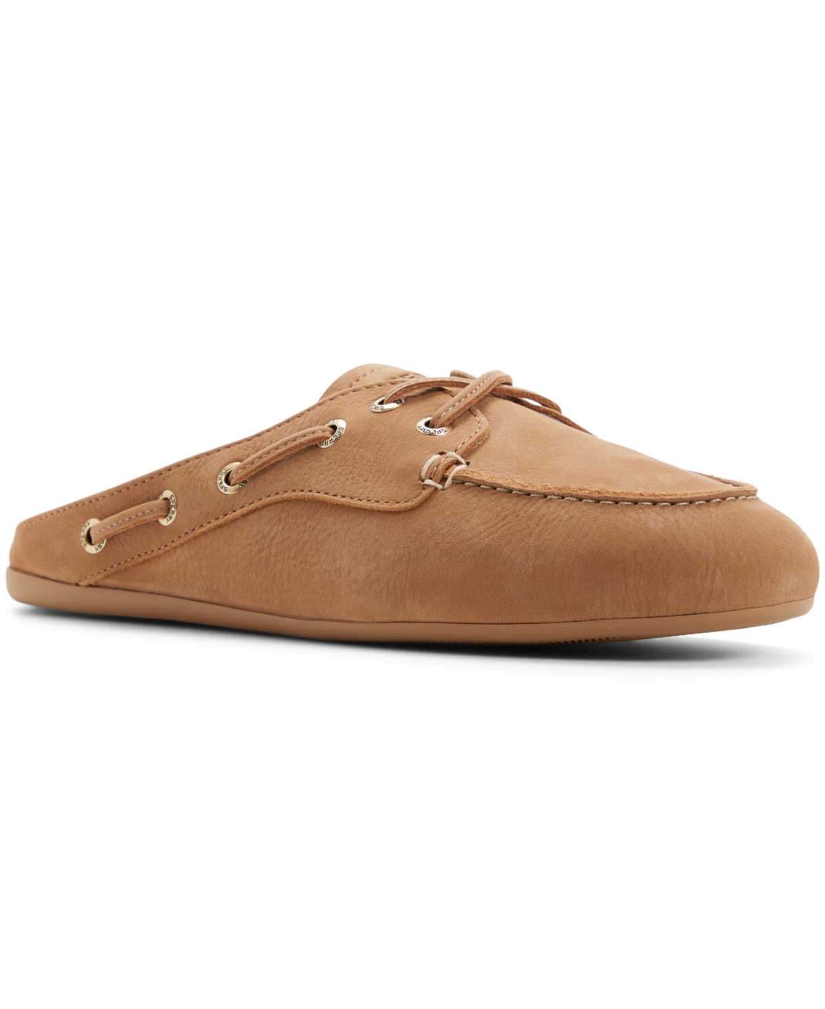 Click here for Sperry Womens Slim Slip-On Boat Mules Flats - Tan prices