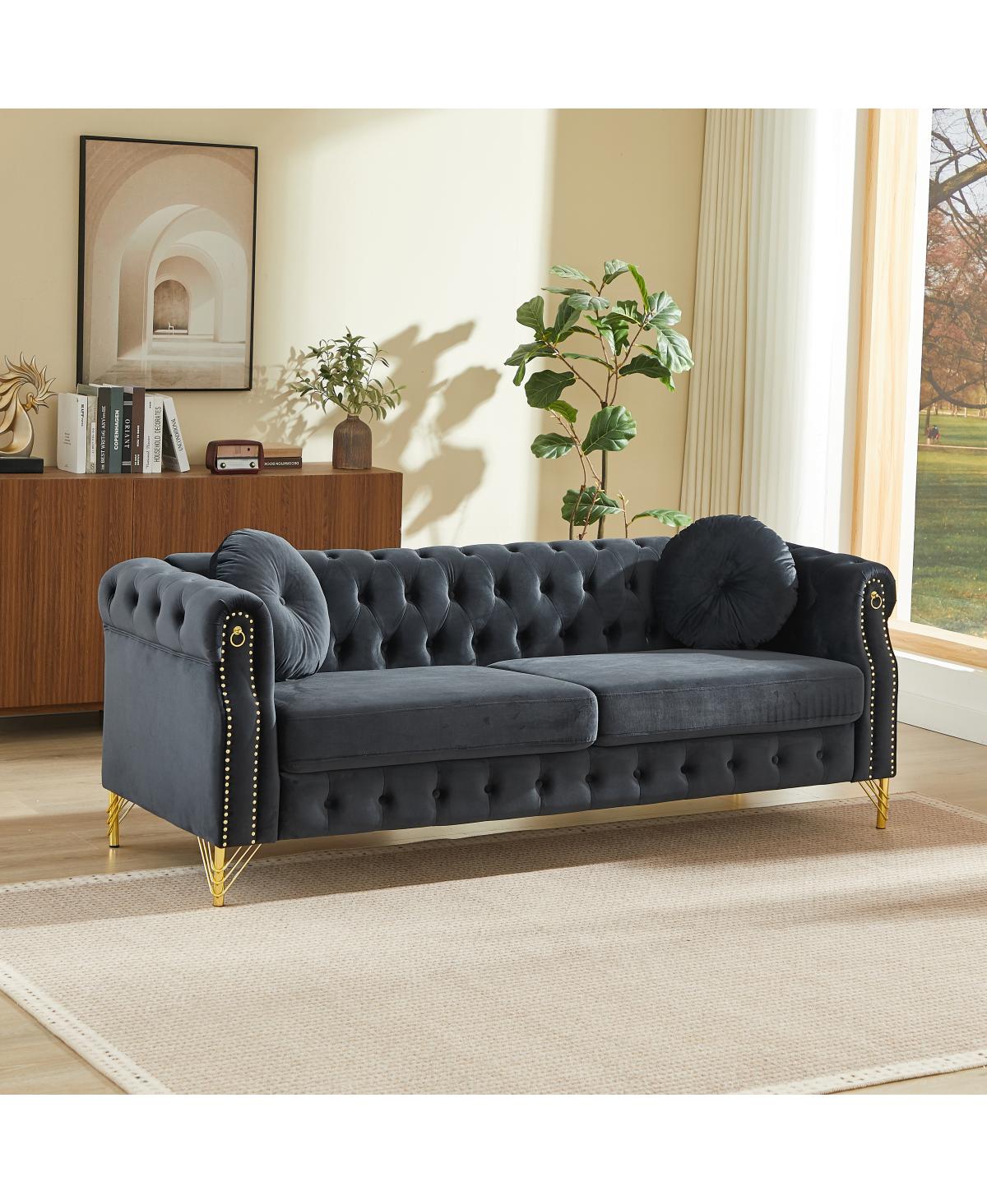 Click here for Streamdale Furniture Velvet Chesterfield Sofa with... prices