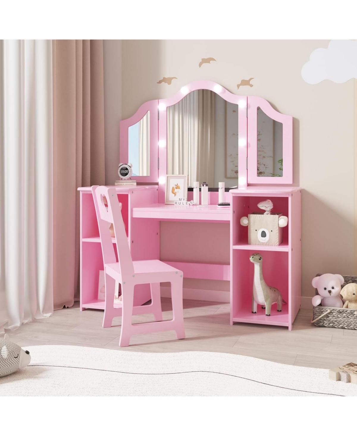 Click here for gaomon Kids Vanity Set with Mirror - 2-in-1 Wooden... prices