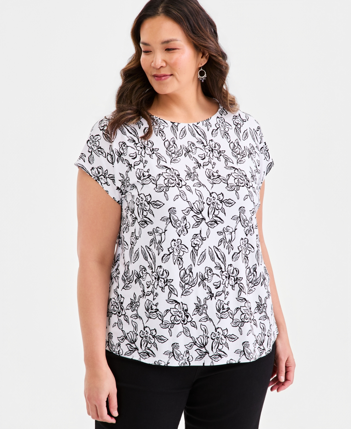 Click here for Style & Co Plus Size Mixed-Media Relaxed Top  Macy... prices