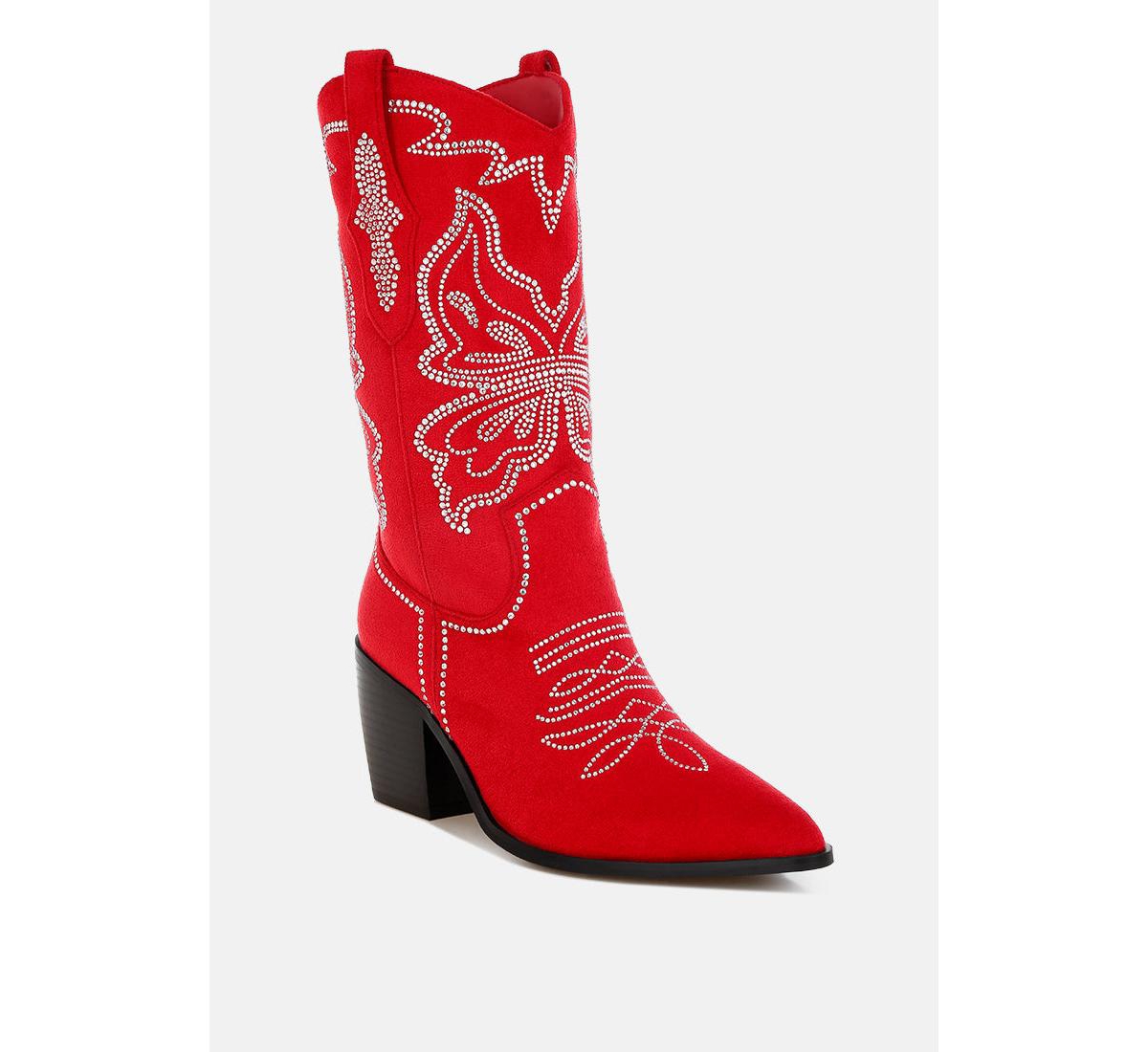 Click here for Latafa Rhinestones Embellished Cowboy Boots Women... prices
