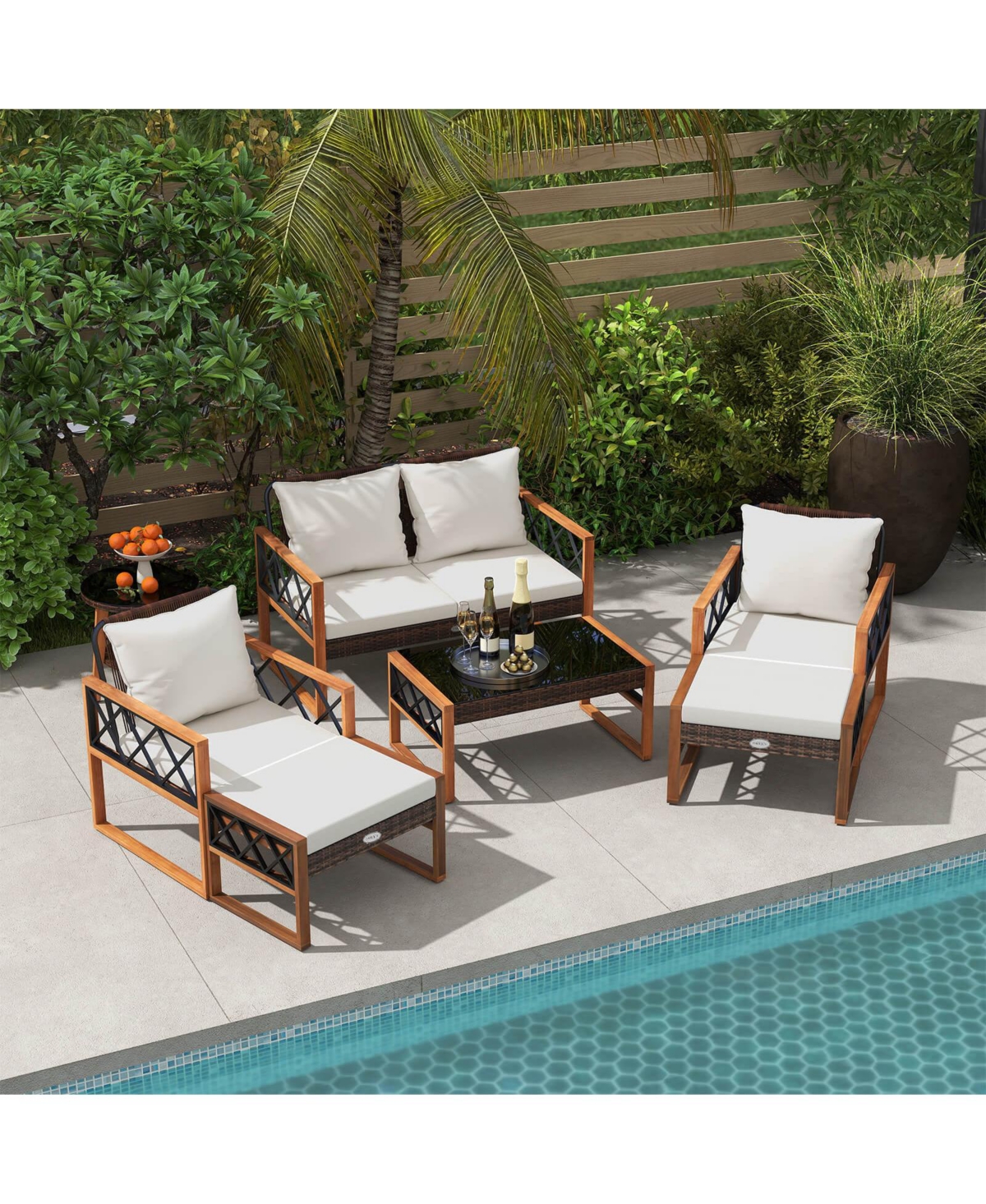 Click here for Costway 7 Pcs Patio Pe Wicker Furniture Set with O... prices
