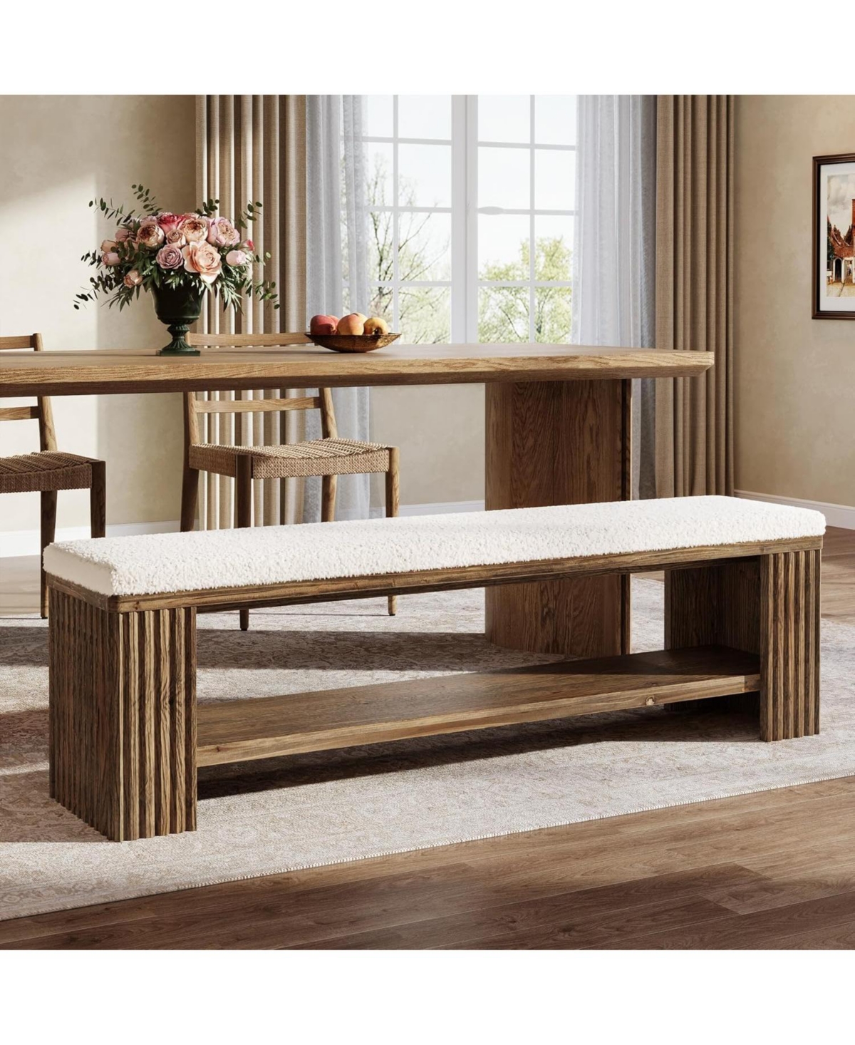 Click here for Tribesigns 63" Solid Wood Dining Bench  Farmh... prices