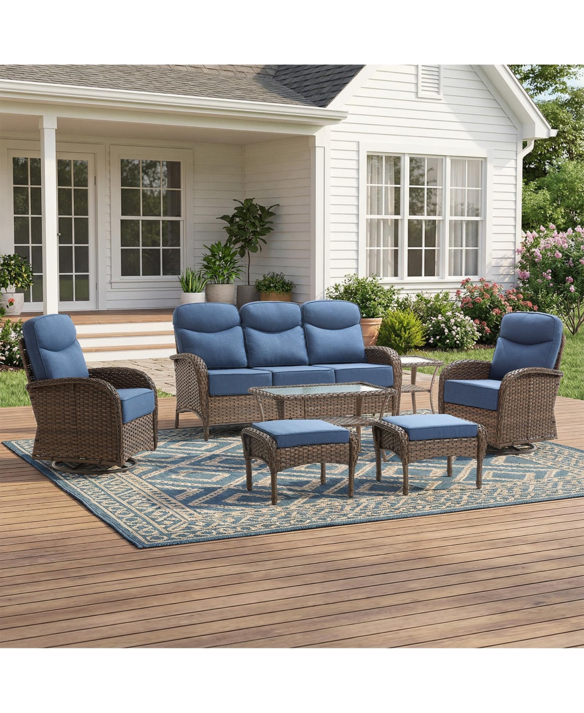 Click here for Gymojoy 7-Piece Brown Wicker Patio Conversation Se... prices