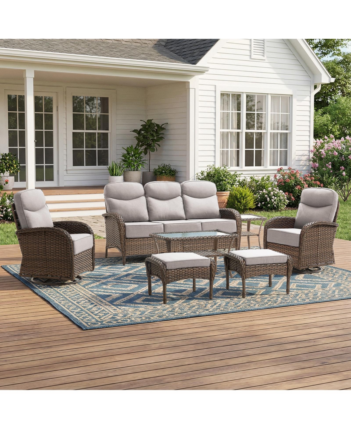 Click here for Gymojoy 7-Piece Brown Wicker Patio Conversation Se... prices