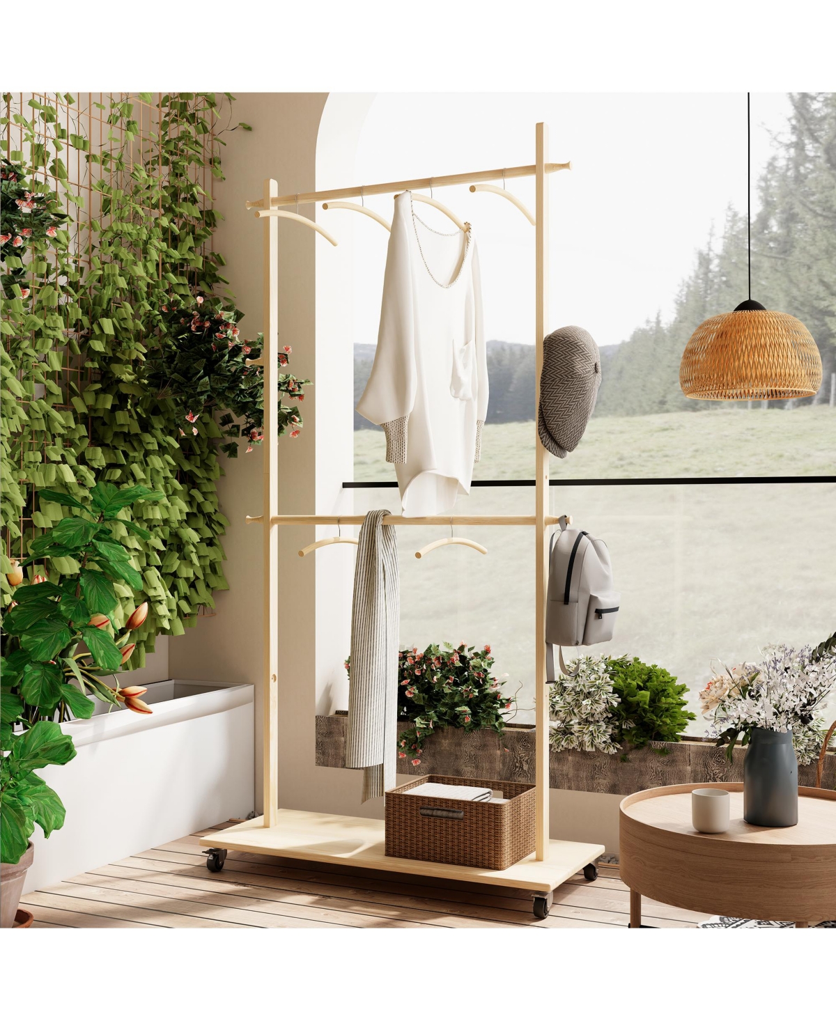 Click here for Rainsken Solid Wood Garment Rack  Modern Space-Sav... prices