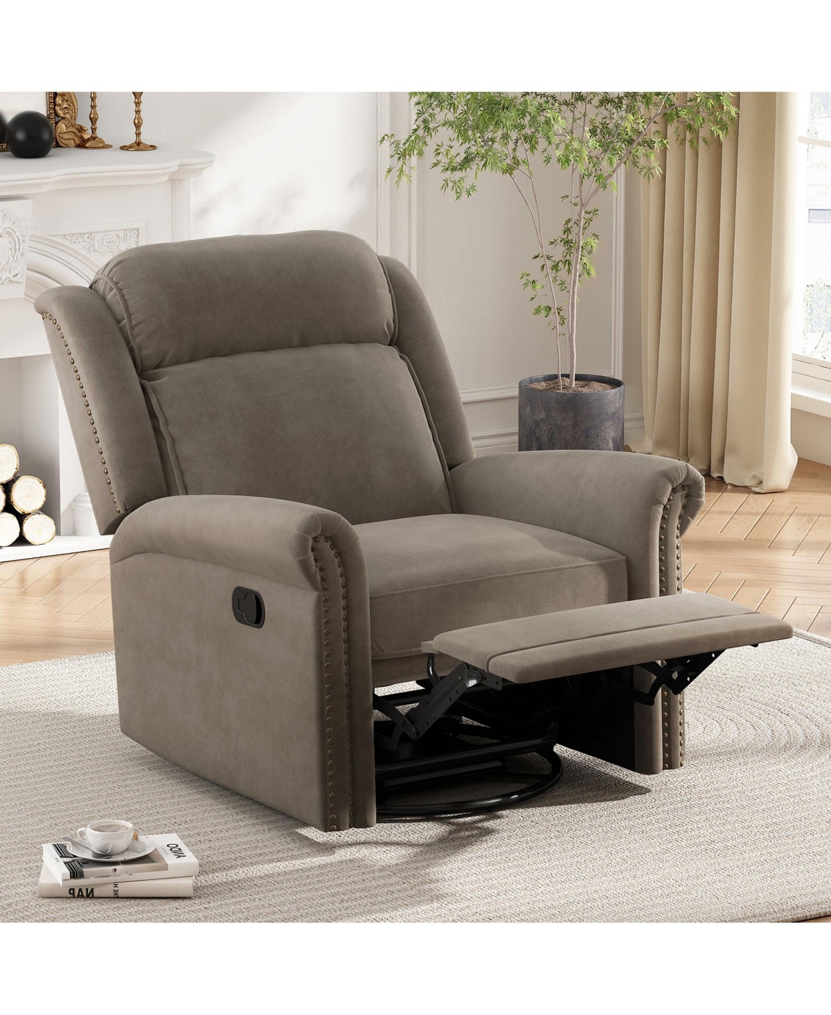 Click here for Clihome Velvet Swivel Rocking Chair  Modern Uphols... prices