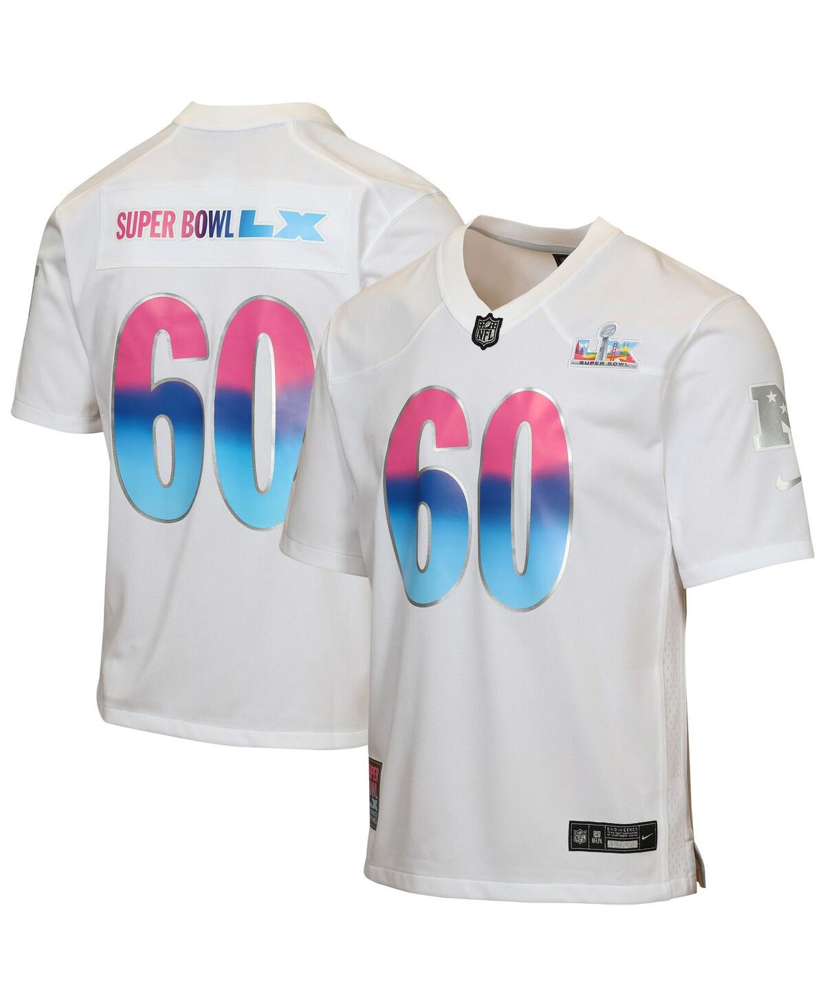 Click here for Nike Big Boys and Girls White Super Bowl Lx Game J... prices