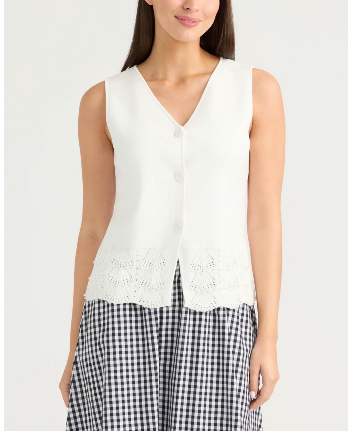 Click here for Ellen Tracy Womens Button Front Sweater Vest with... prices