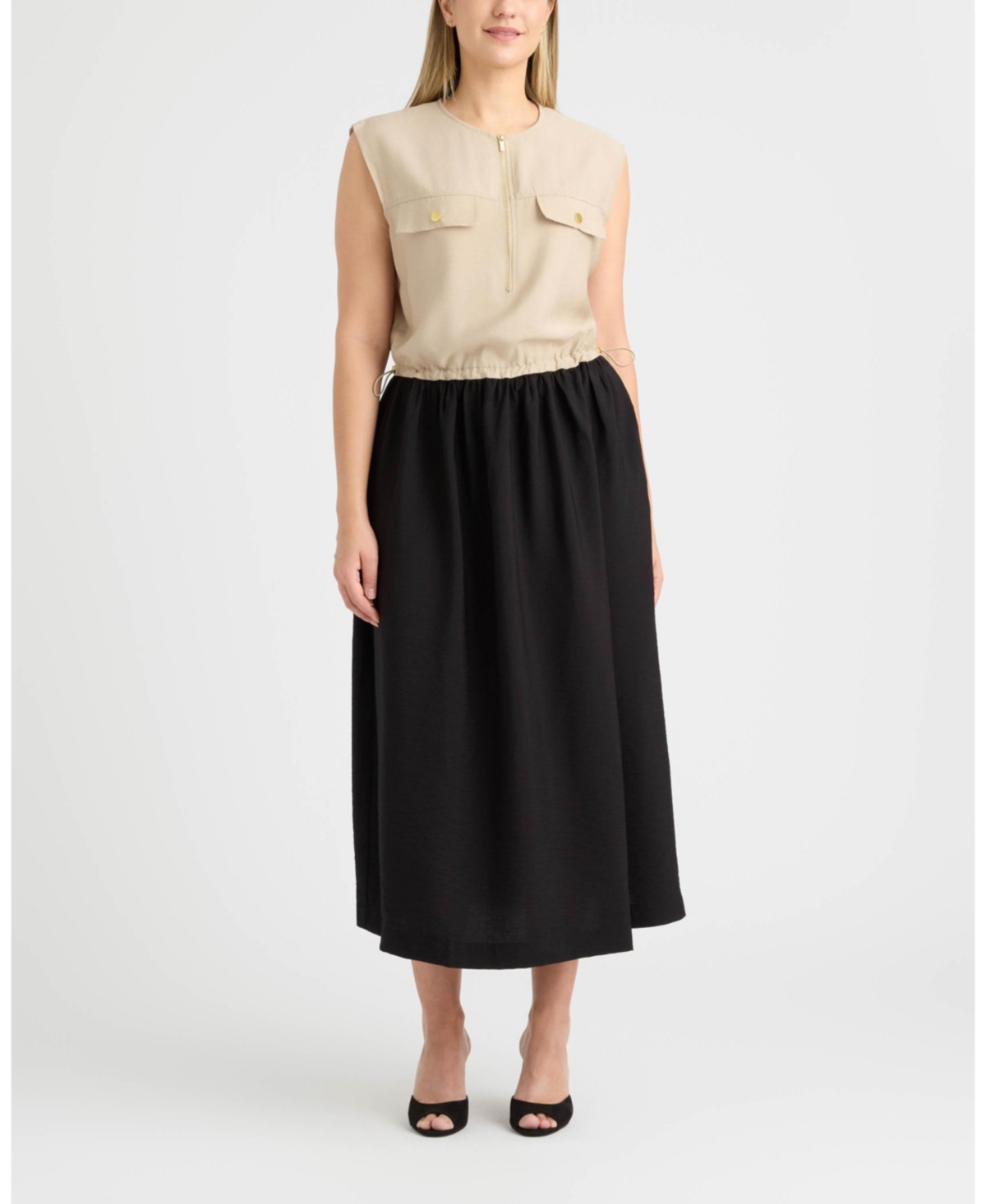 Click here for Ellen Tracy Womens Color Block Zip Front Dress - B... prices