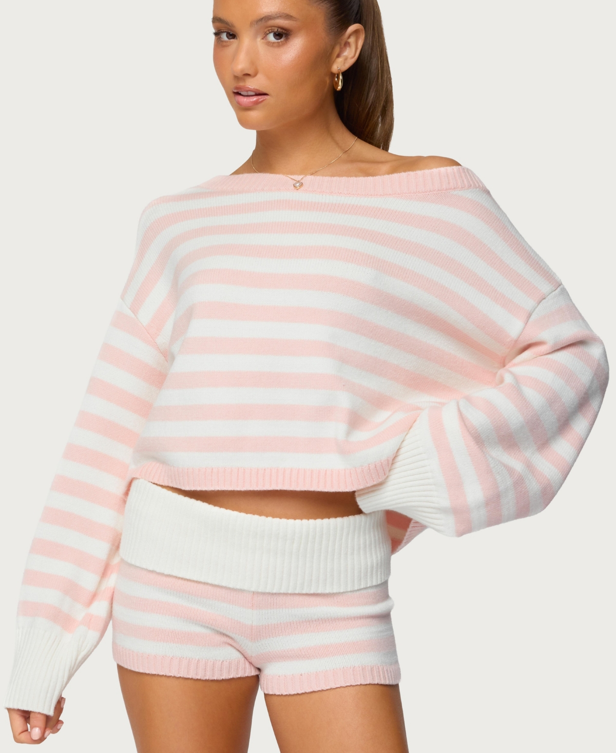Click here for Edikted Womens Saphi Striped Oversized Knit Sweate... prices