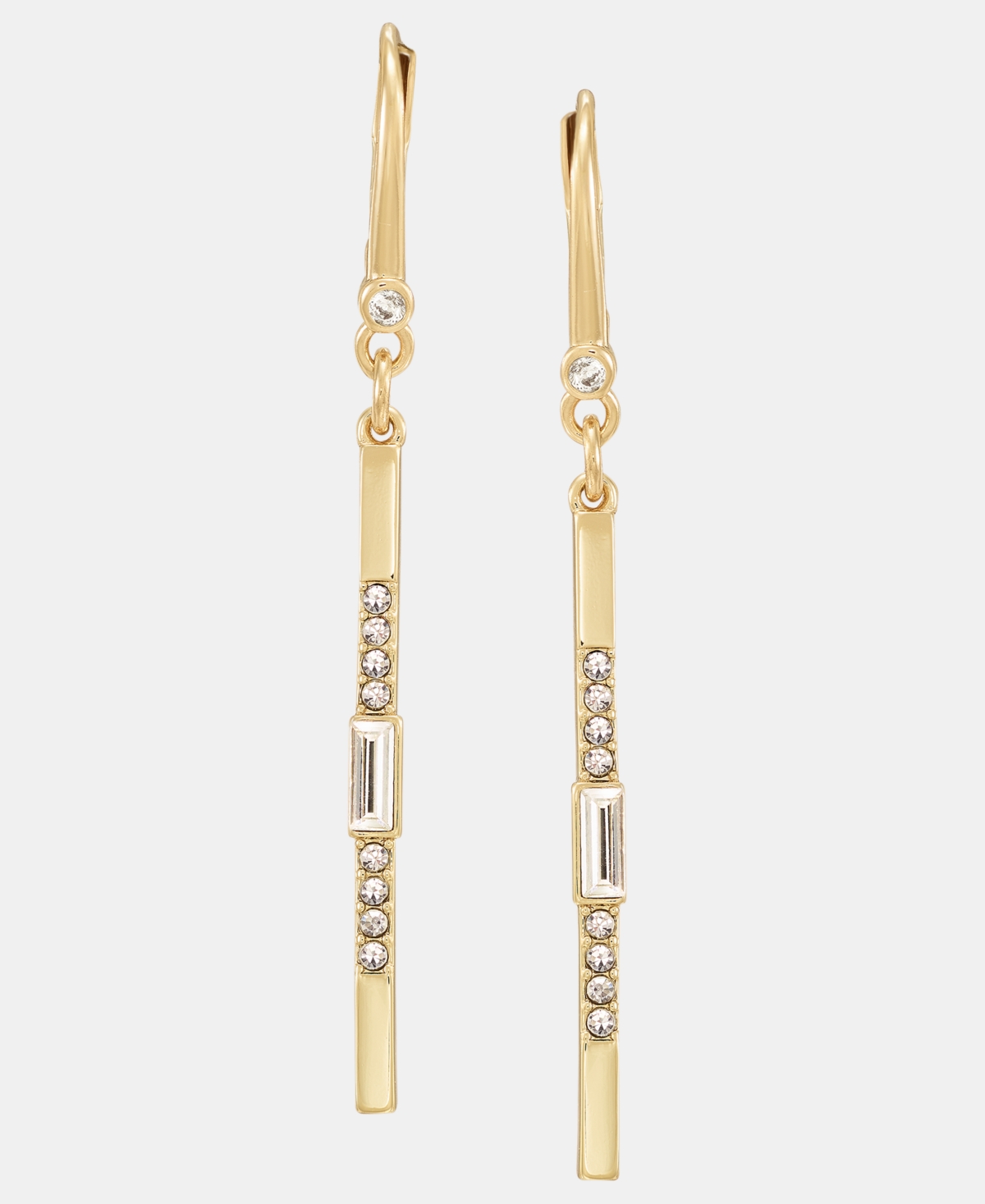 Click here for Dkny Gold-Tone Drama Crystal Pave Bar Linear Earri... prices