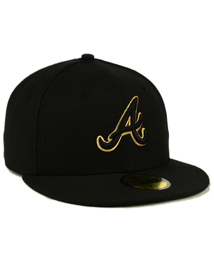 New Era Atlanta Braves Black On Metallic Gold 59FIFTY Fitted Cap - Macy's