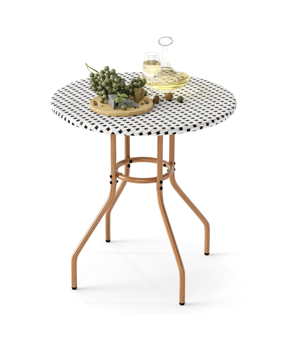 Click here for Gymax 27.5 Outdoor Bistro Table Pe Rattan Round Pa... prices