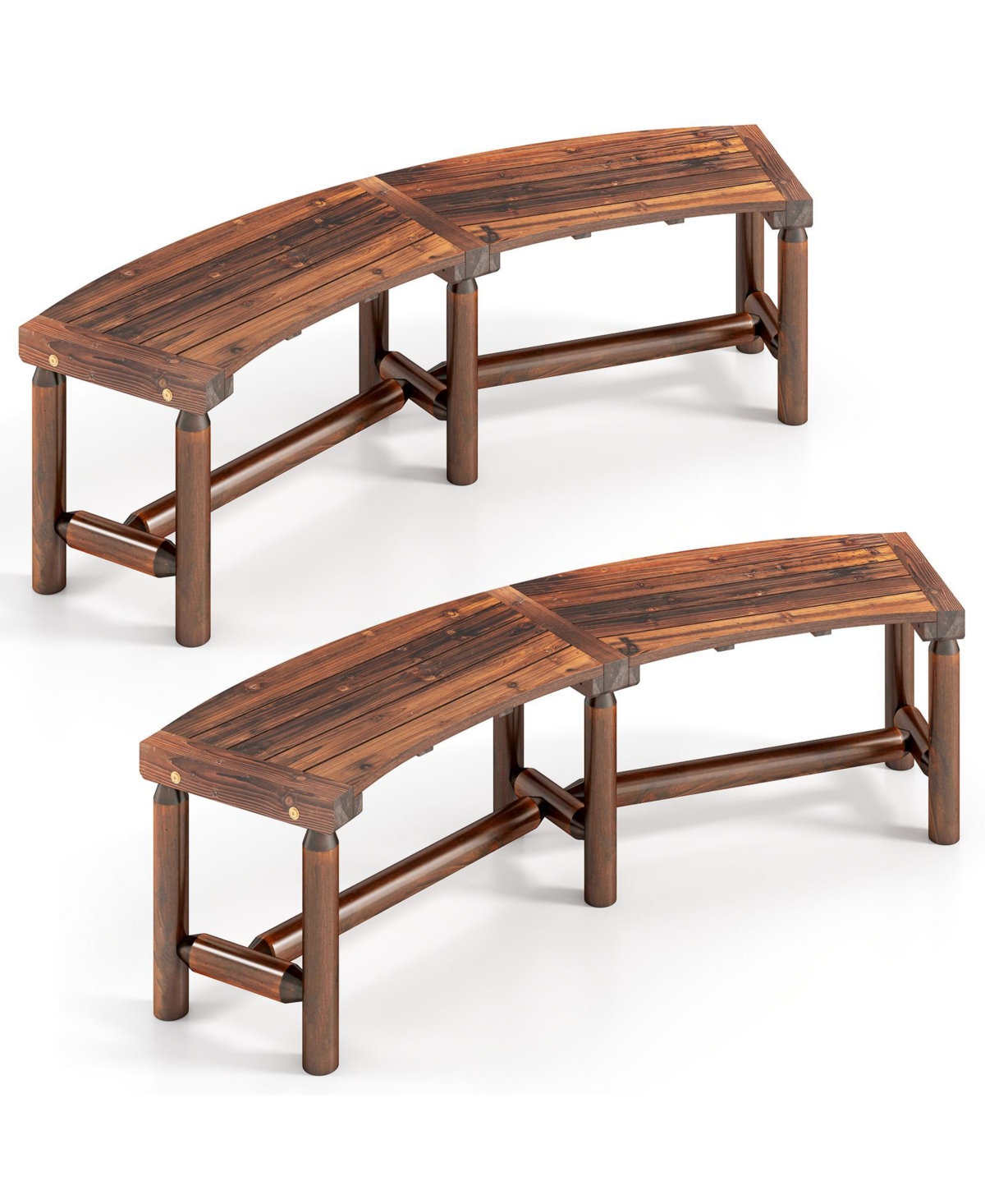 Click here for Gymax 2PCS Patio Curved Bench for 2-3 People Outdo... prices