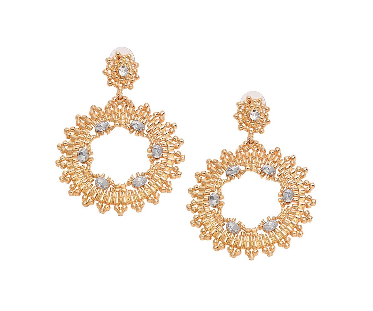Click here for Sohi Womens Circular Drop Earrings - Gold prices