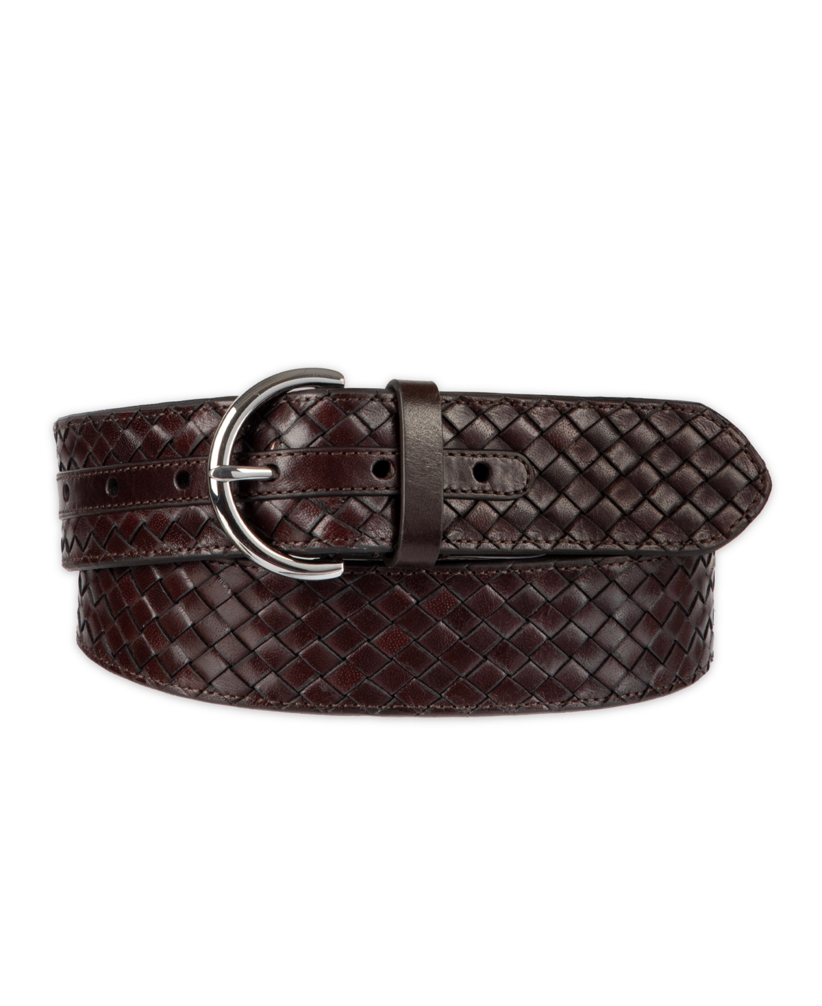 Click here for Cole Haan Womens Woven Leather Belt - Dark Brown prices