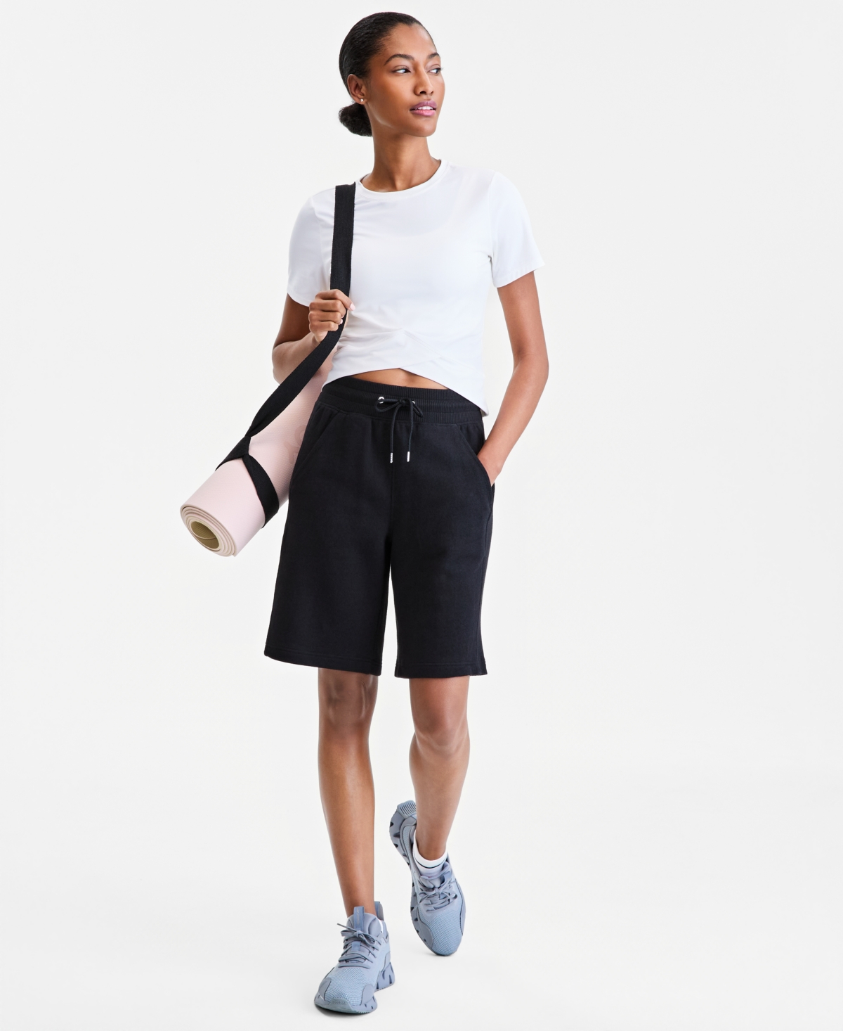 Click here for Id Ideology Womens Cotton-Blend Pull-On Bermuda Sh... prices