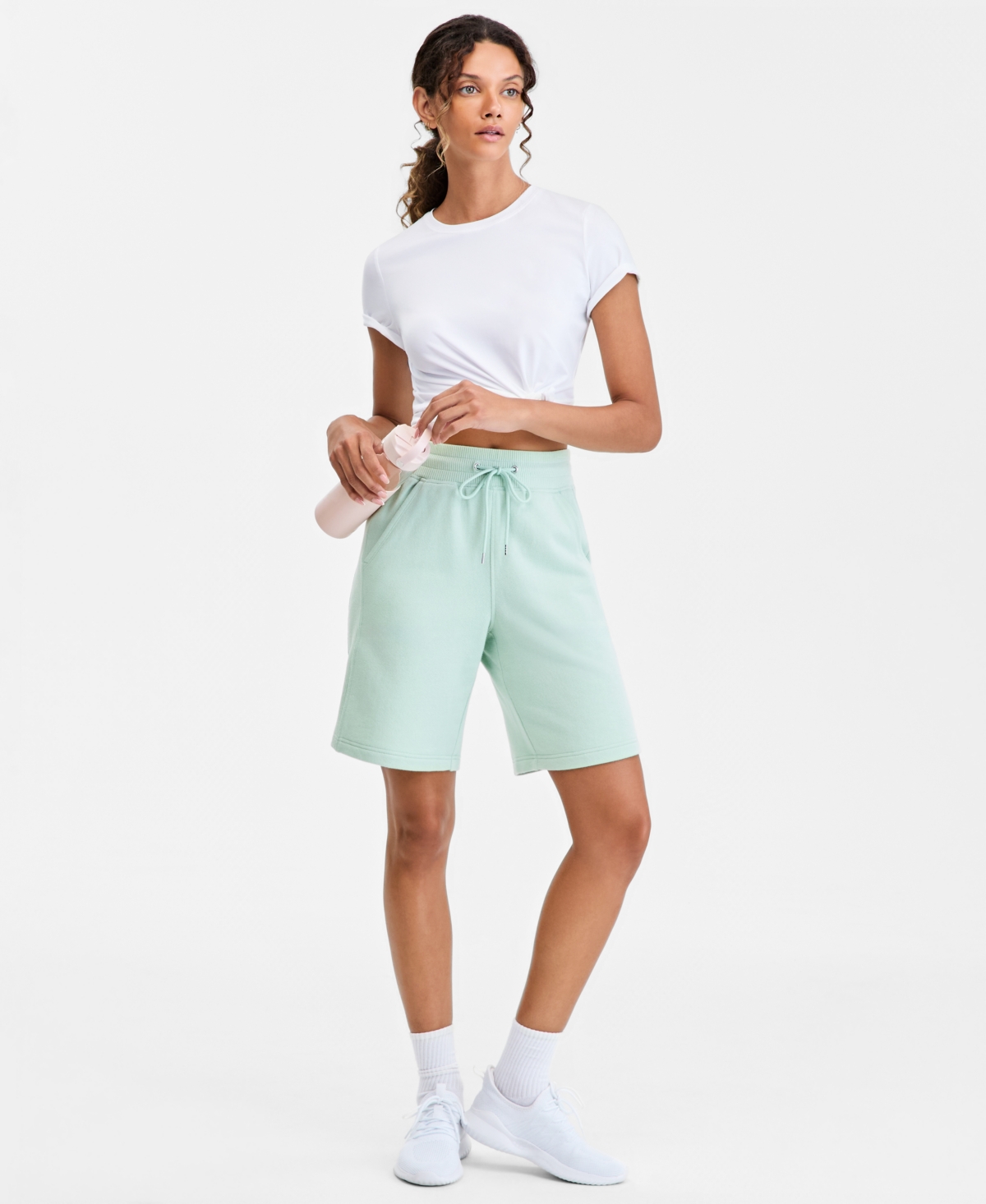 Click here for Id Ideology Womens Cotton-Blend Pull-On Bermuda Sh... prices