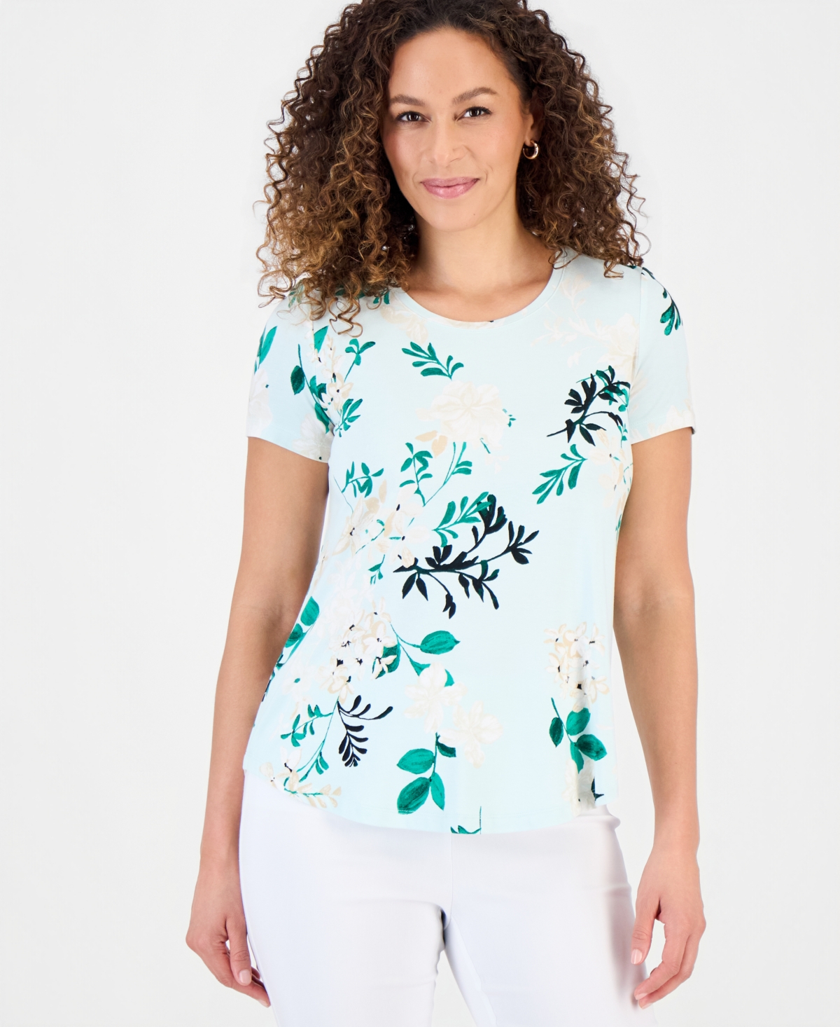 Click here for Jm Collection Petite Reve Garden Short-Sleeve Top... prices