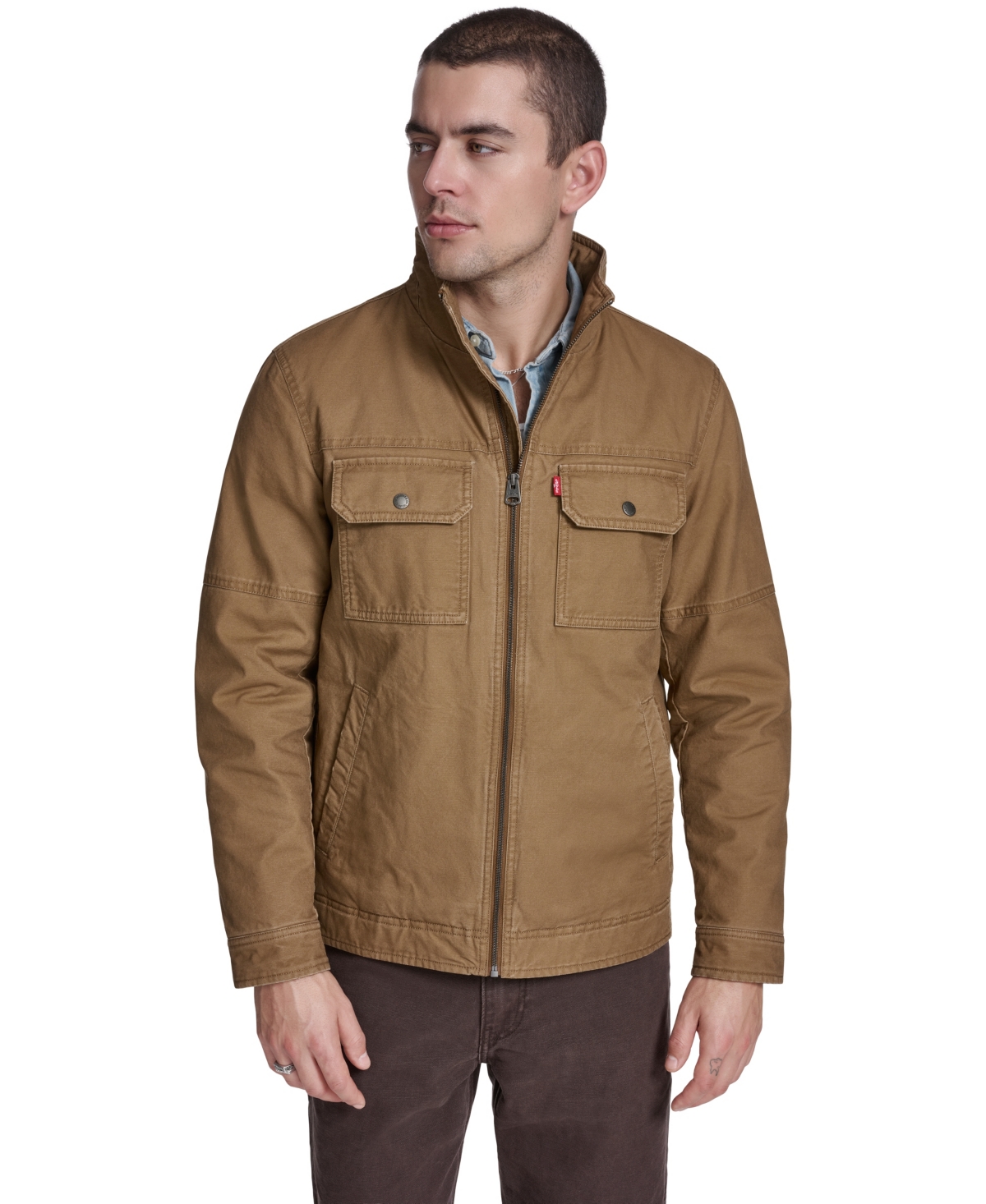 Click here for Levis Mens Cotton Two Pockets Jacket - Brown prices