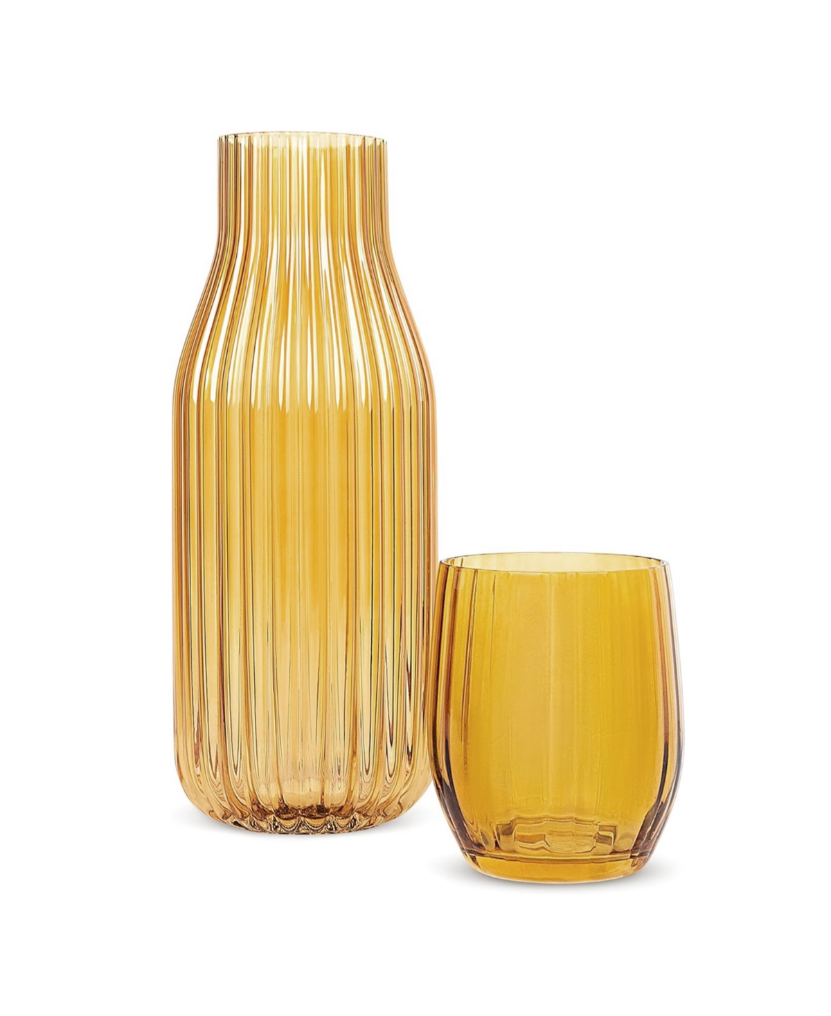 Click here for Jay Imports 2-Piece Ribbed Carafe and Cup Set  Amb... prices