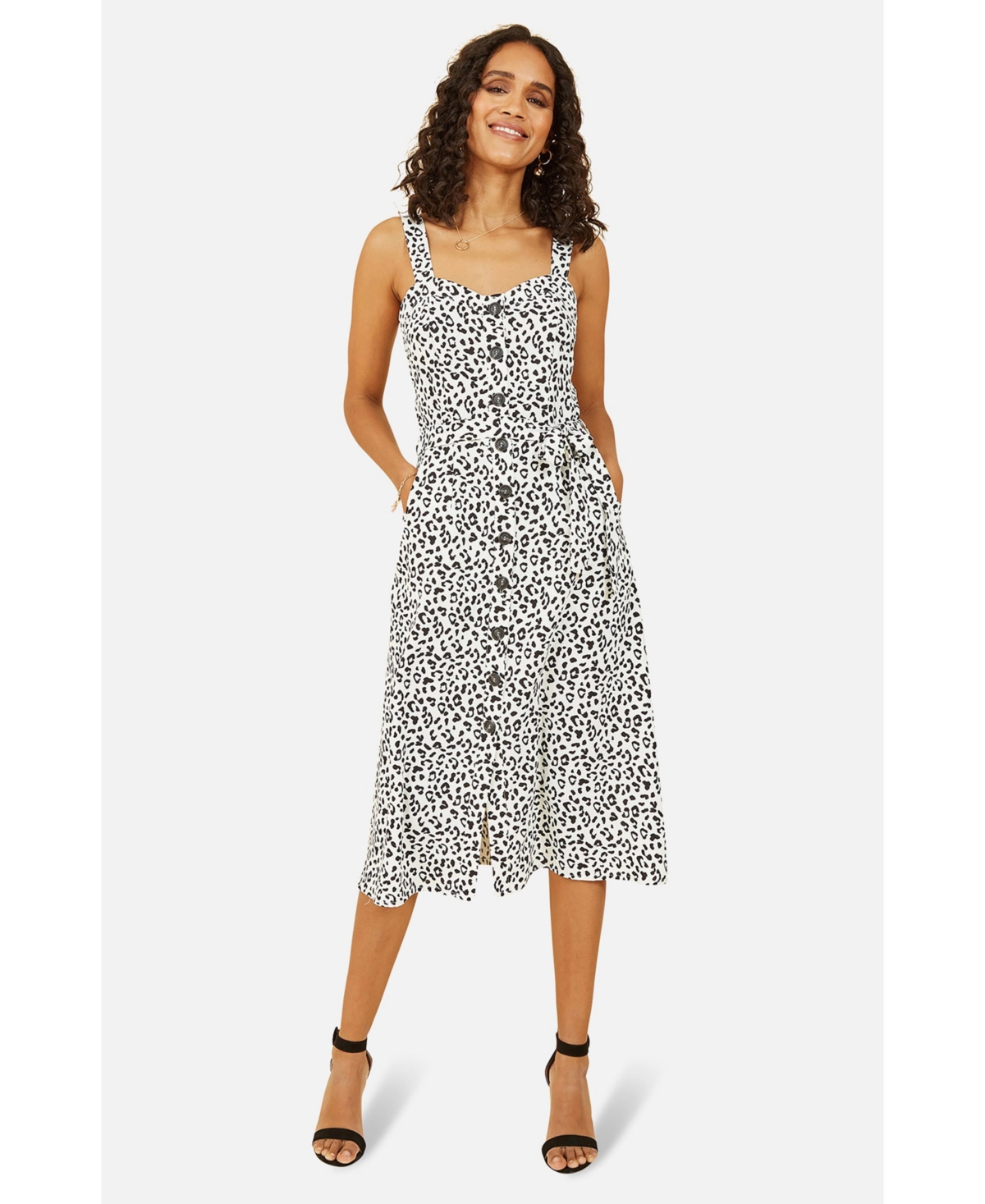 Click here for Yumi Womens Printed Button Through Midi Dress - Wh... prices