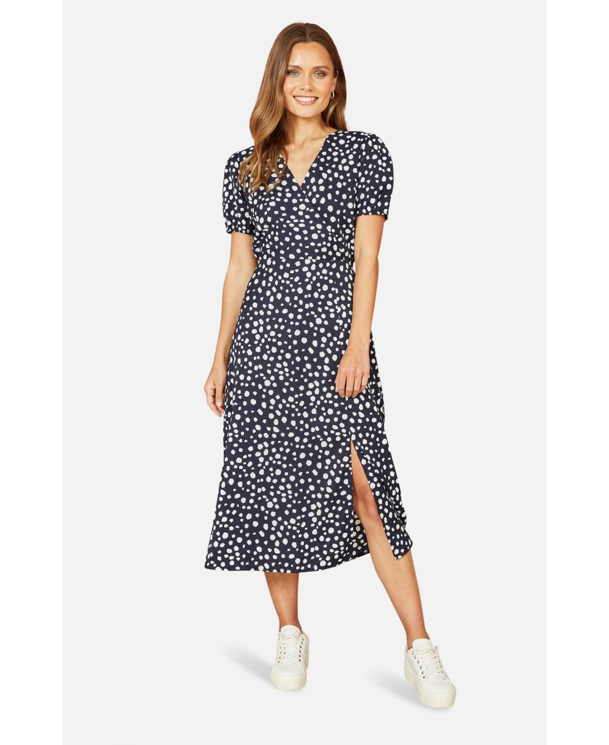 Click here for Yumi Womens Spot Midi Tea Dress - Navy prices