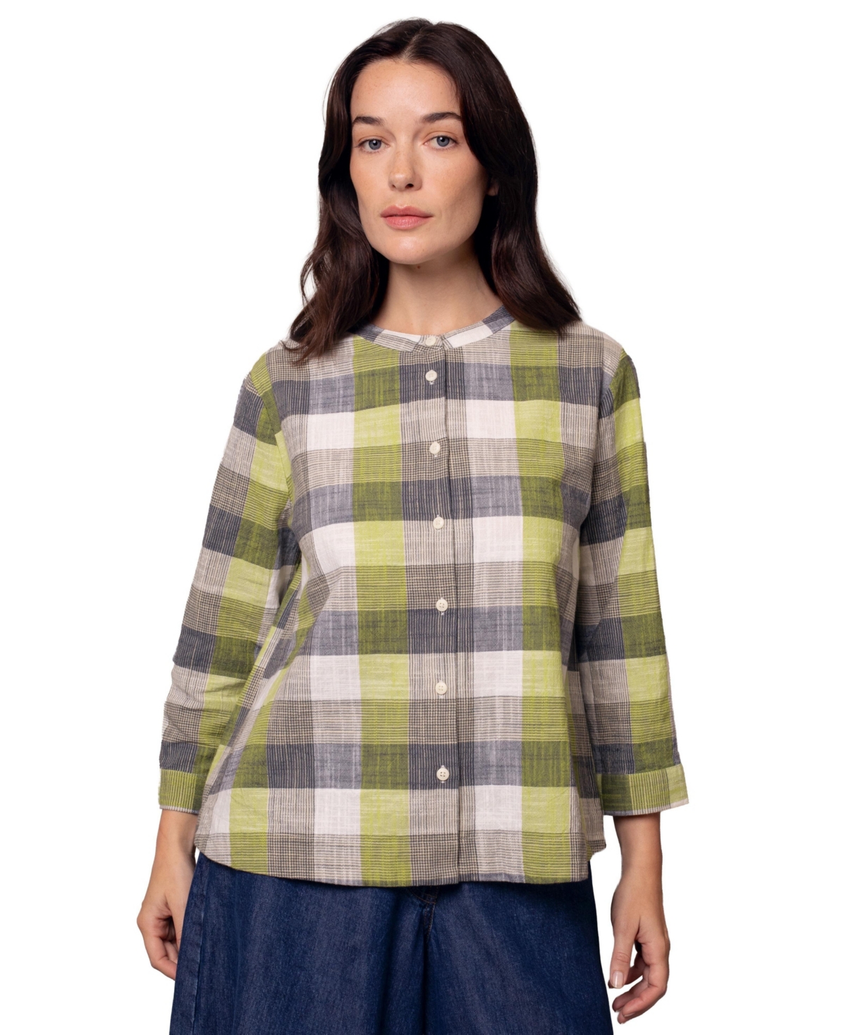 Click here for Celtic & Co. Womens Collarless Swing Blouse - Slat... prices