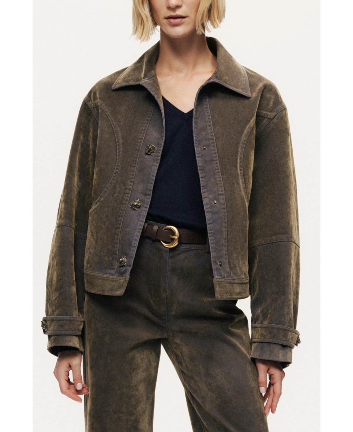 Click here for Nocturne Womens Vintage-Wash Jacket - Khaki prices