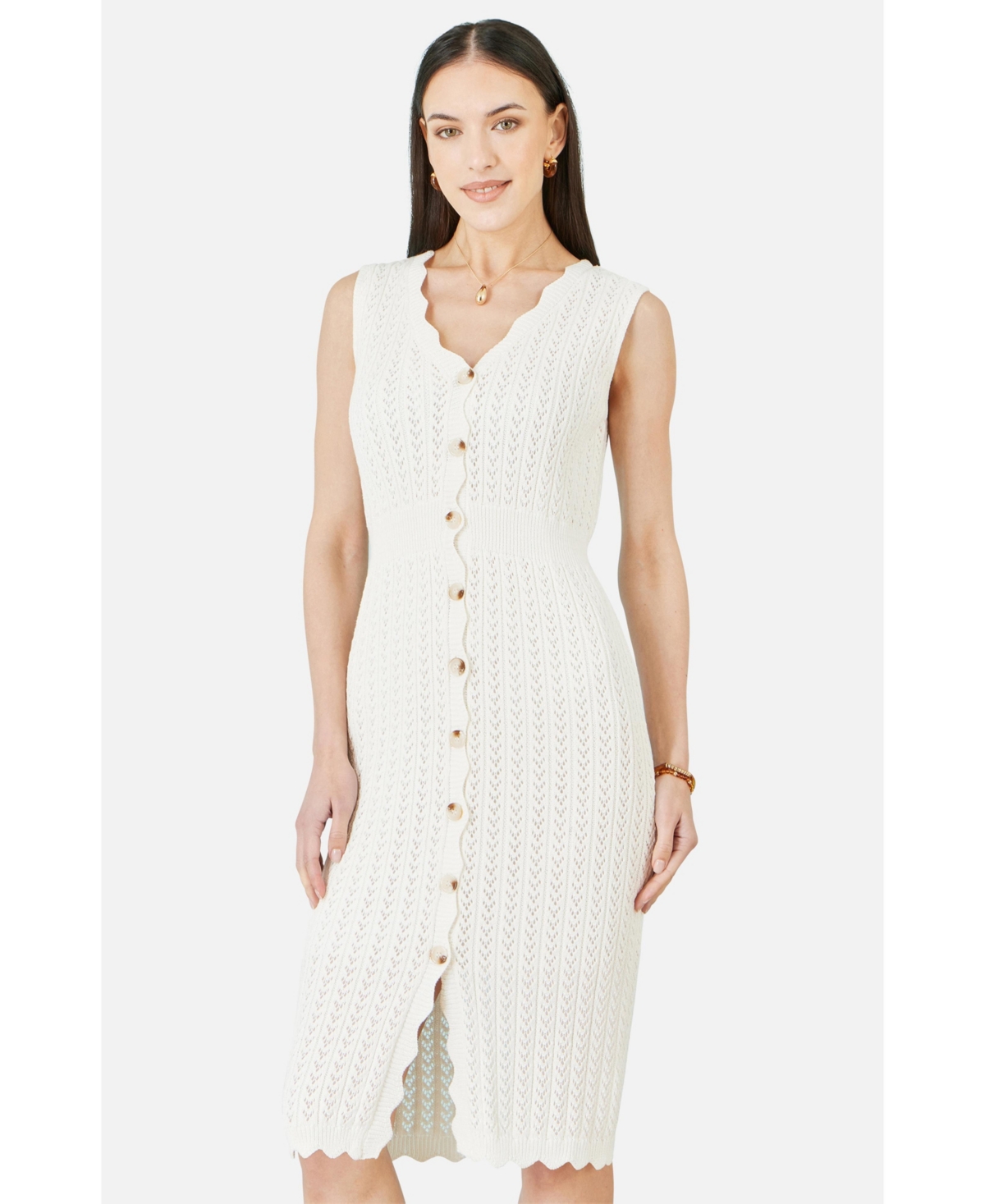 Click here for Yumi Womens Cotton Scallop Crochet Knitted Dress -... prices