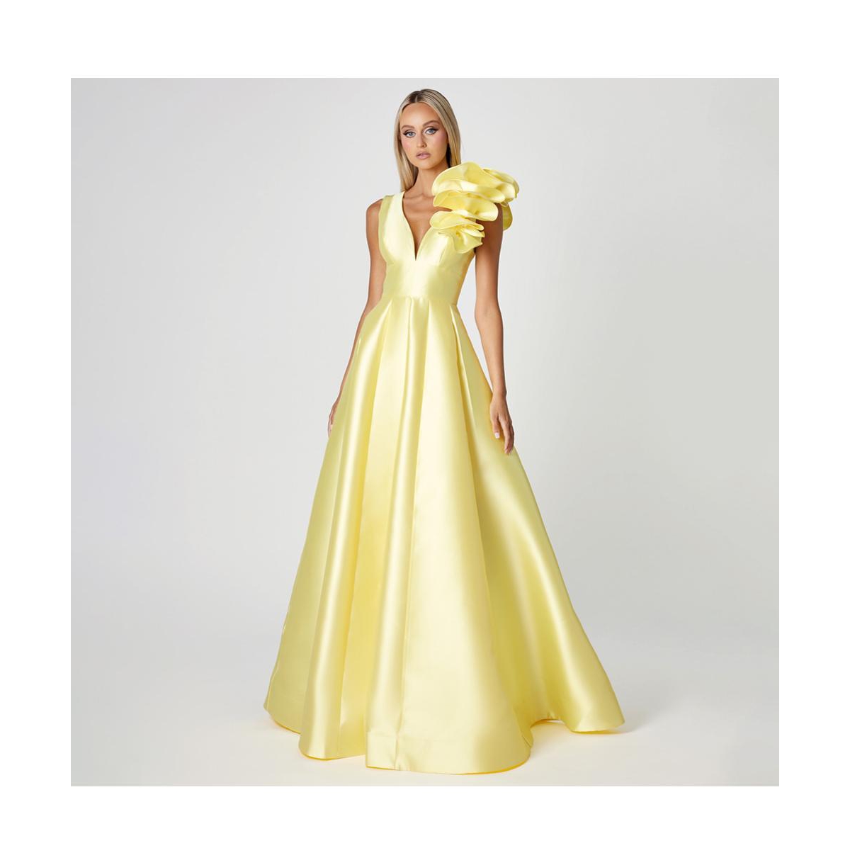 Click here for Bariano Womens Mirella V Neck Ruffle Gown - Yellow prices