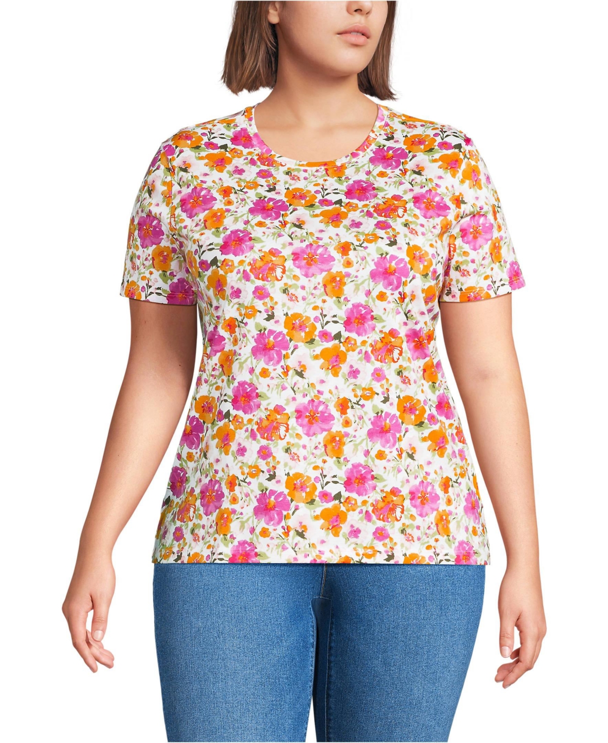 Click here for Lands End Plus Size Relaxed Supima Cotton Crew Nec... prices